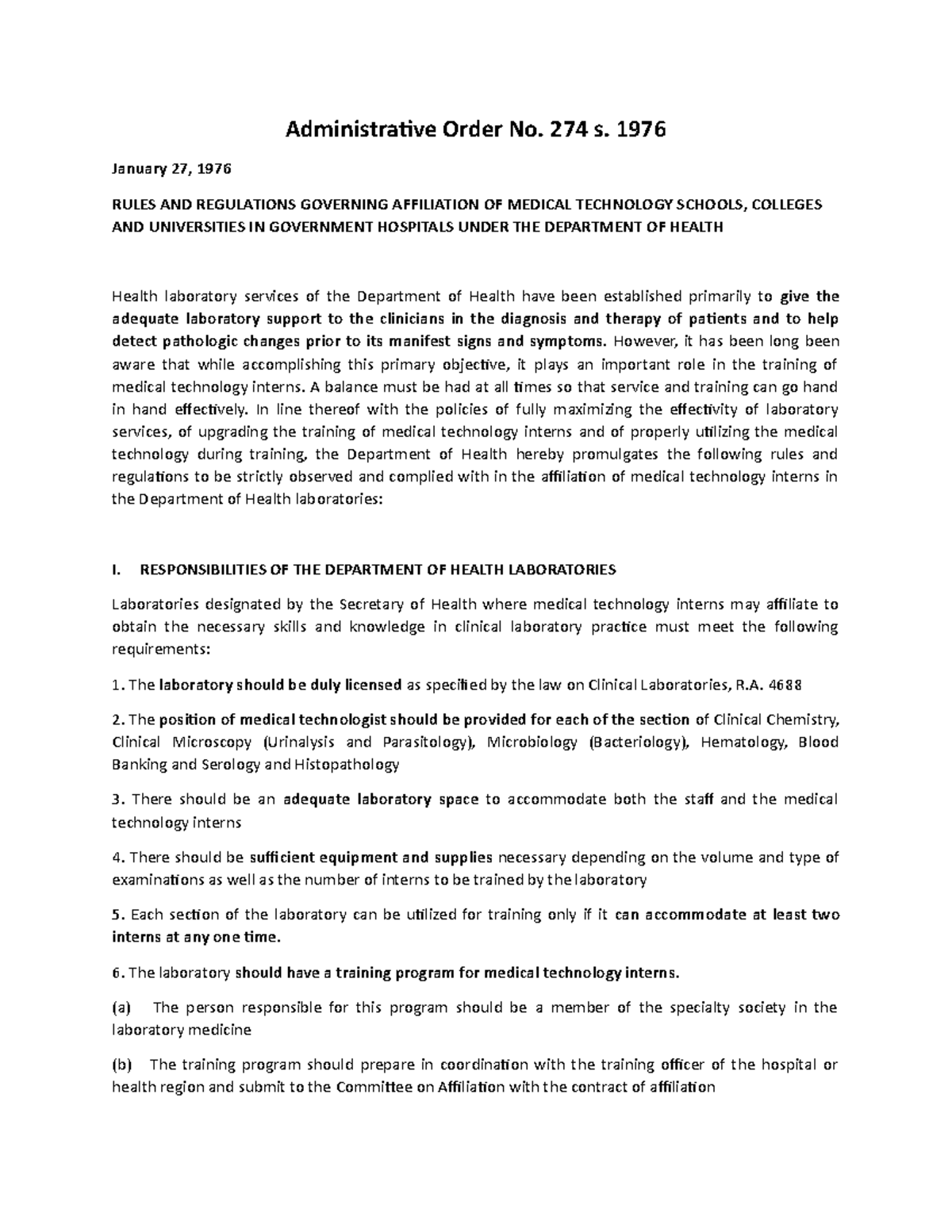 Administrative Order No. 274 s. 1976 - Administrative Order No. 274 s ...