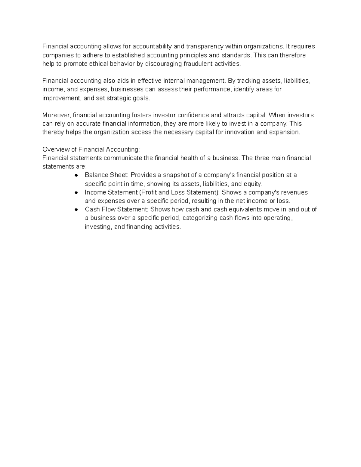 Brief Intro to Financial Accounting - Financial accounting allows for ...