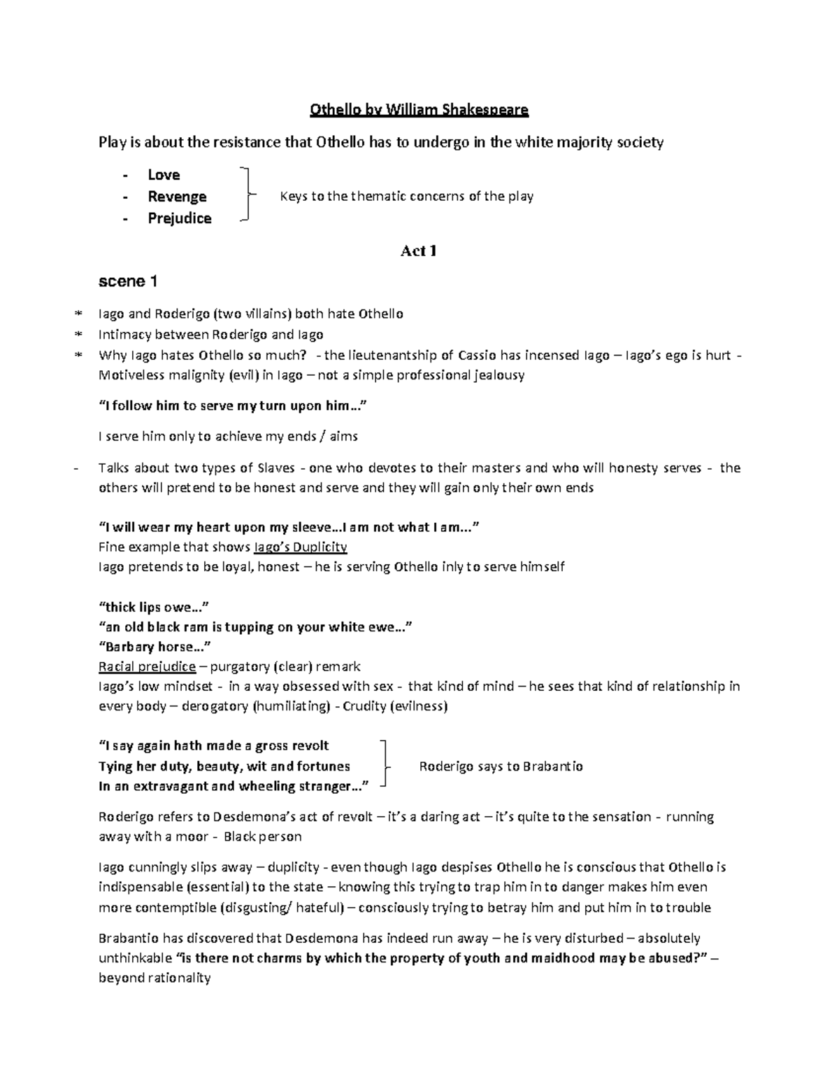 Othello by William Shakespeare my note - Othello by William Shakespeare ...