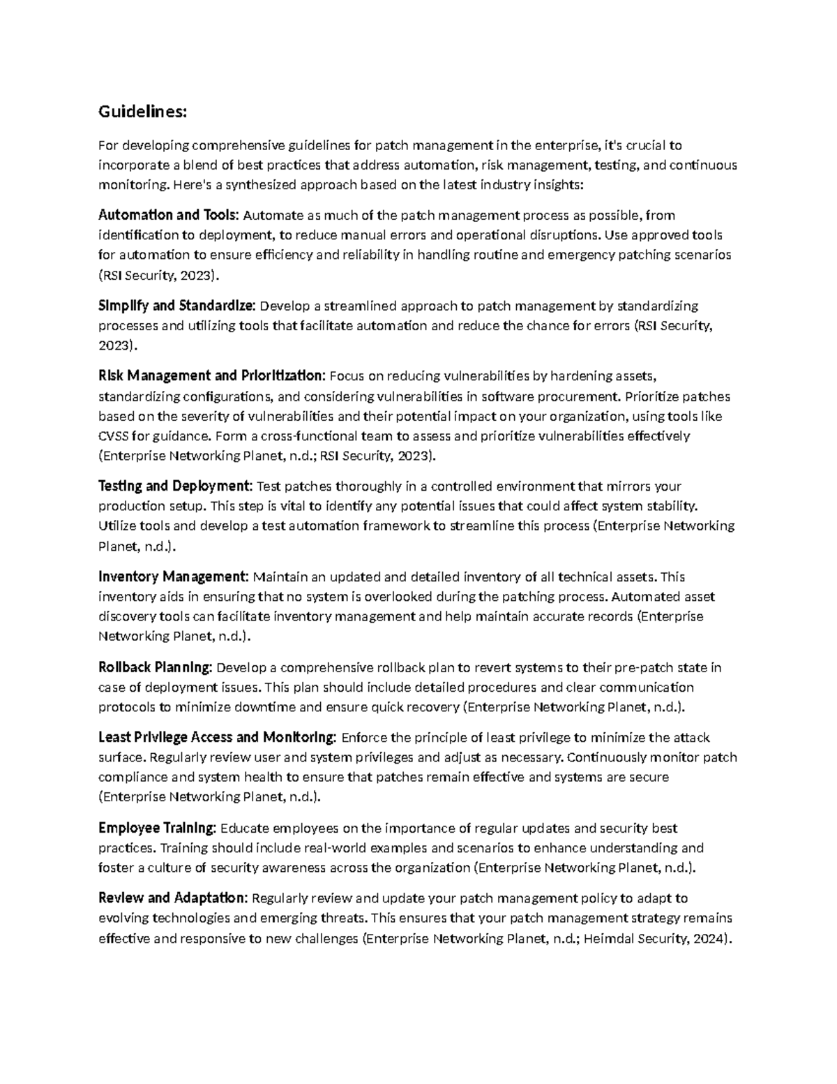 Guidelines - Guidelines: For developing comprehensive guidelines for ...