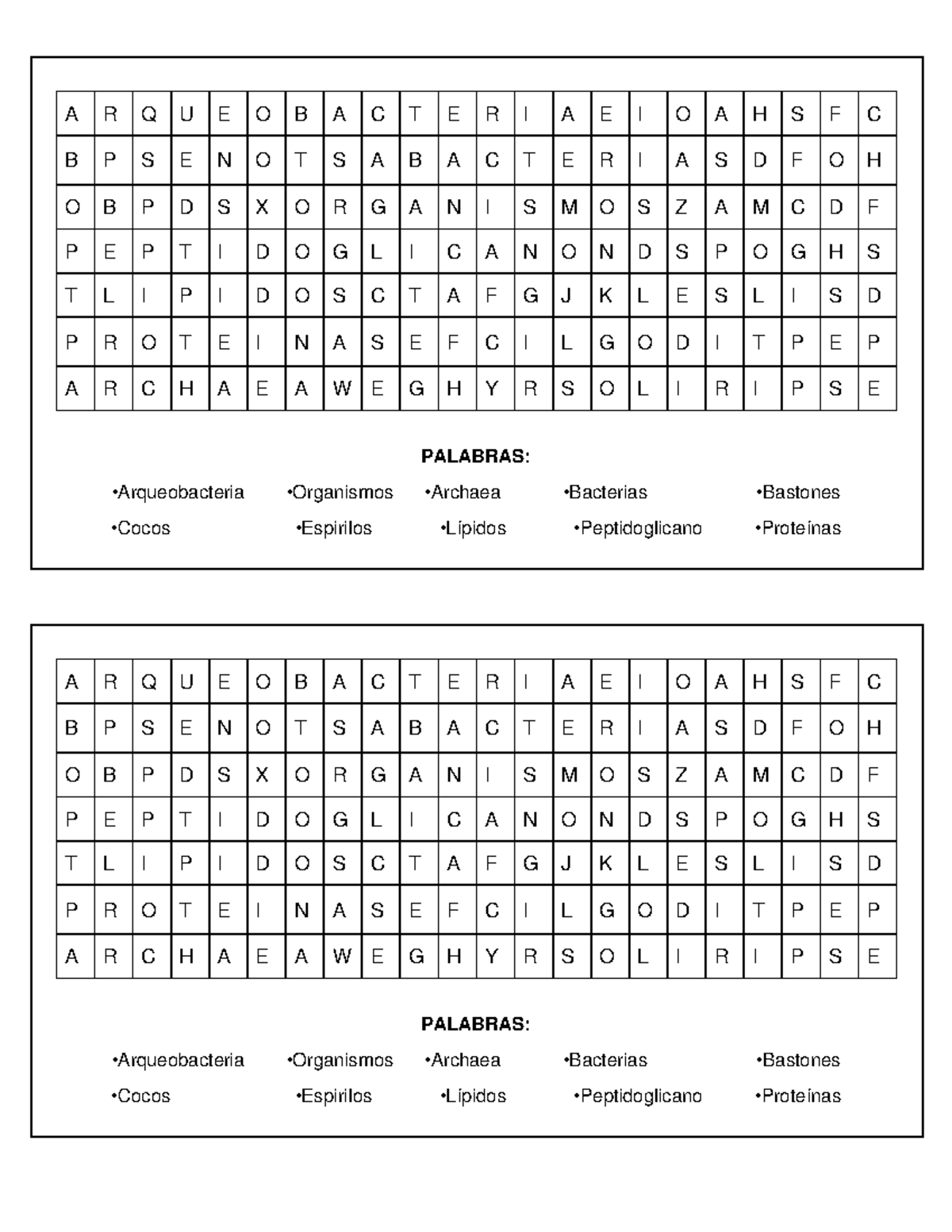 SOPA DE Letras Ciencias Naturales - A R Q U E O B A C T E R I A E I O A ...