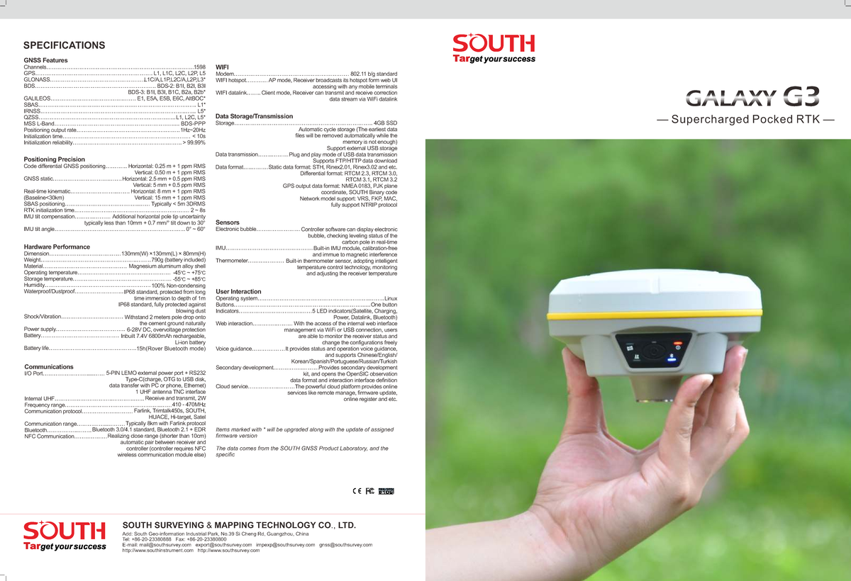 Brochure GPS Diferencial G3 - — Supercharged Pocked RTK — ####### SOUTH SURVEYING & MAPPING ...