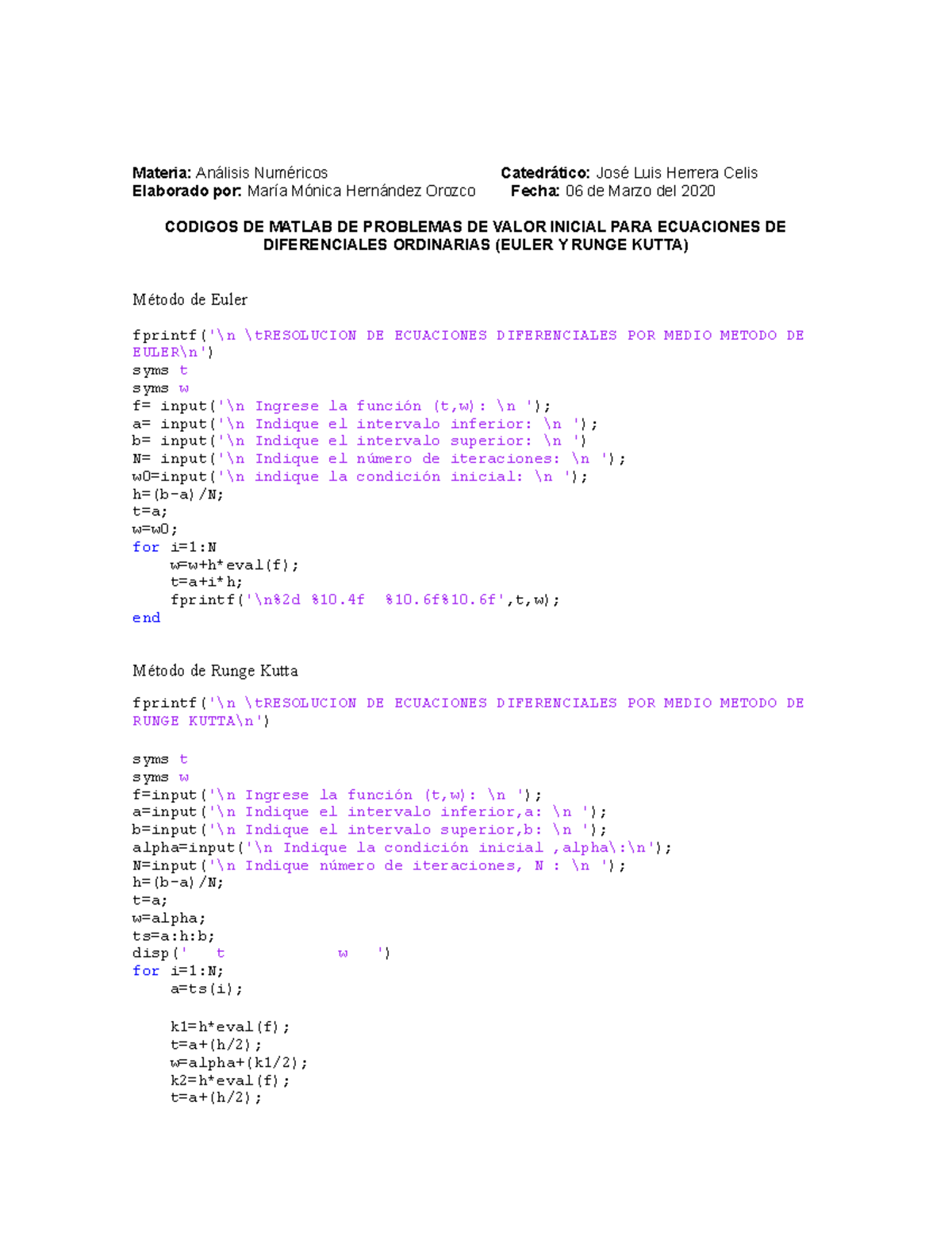 Euler Y Runge Kutta DE Mónica Hernandez Orozco ( Analisis Númericos ...