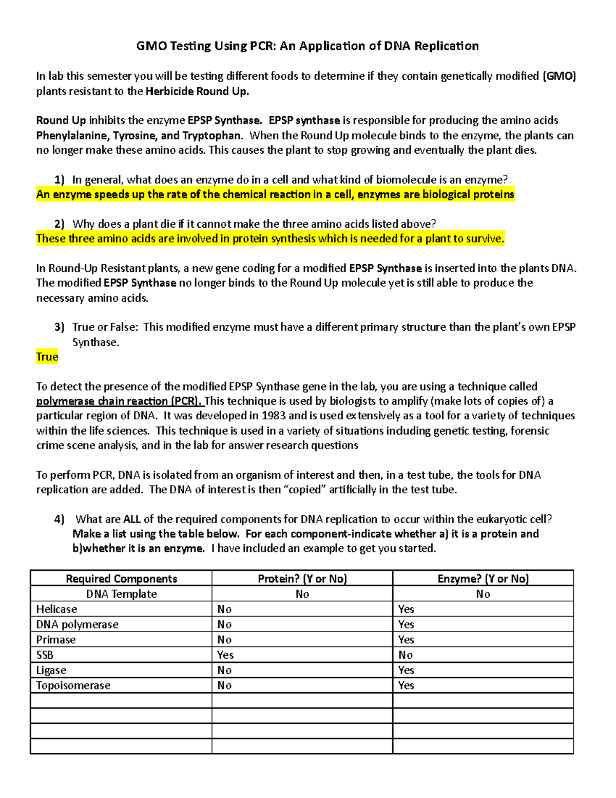 Module 8 PCR-Application of DNA Replication - GMO Testing Using PCR: An ...