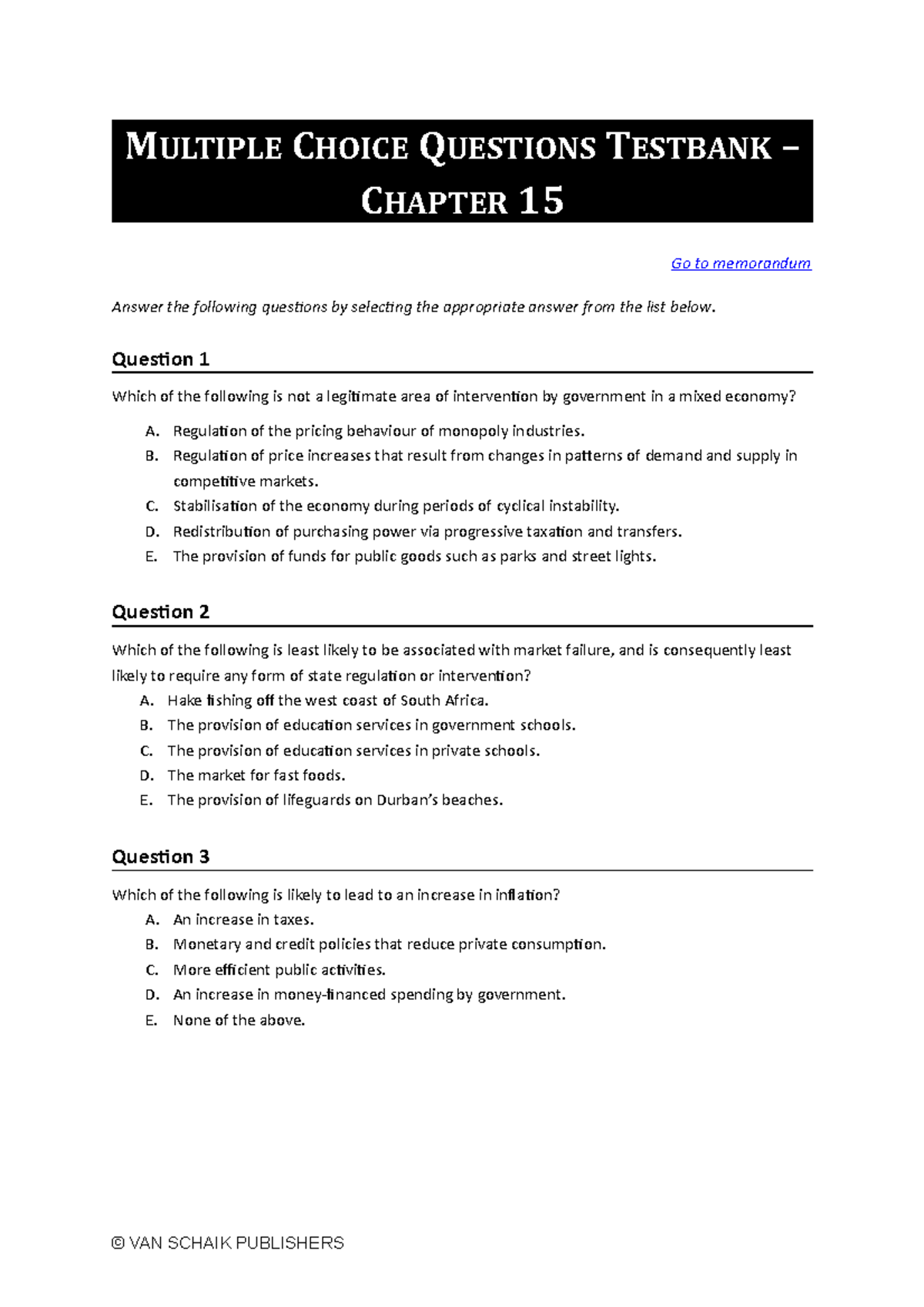 Economics 5 MCQ C15 - Economic - MULTIPLE CHOICE QUESTIONS TESTBANK ...