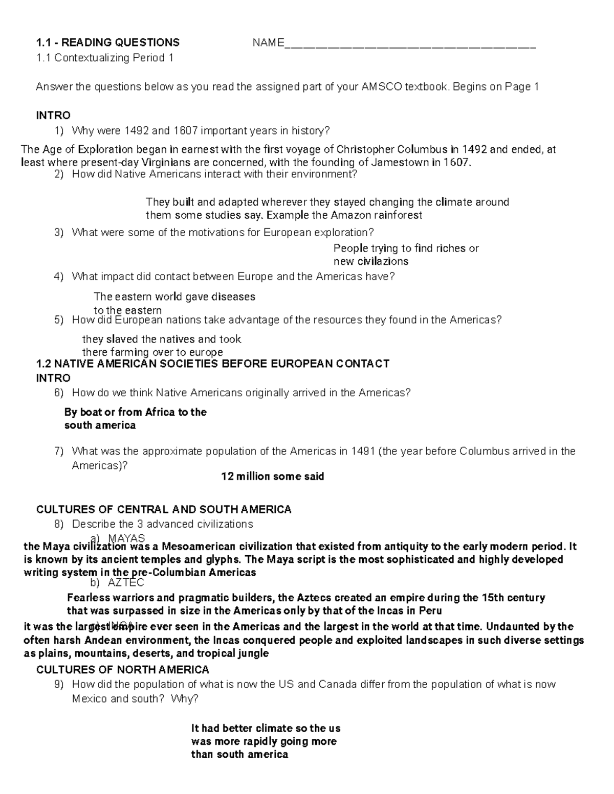 Period 1 Reading Questions Part 1 - Google Docs - 1 - READING QUESTIONS ...