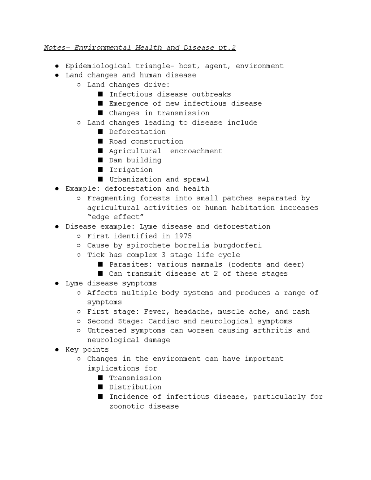 Global Environmental Issues Notes 13 - Notes- Environmental Health and ...