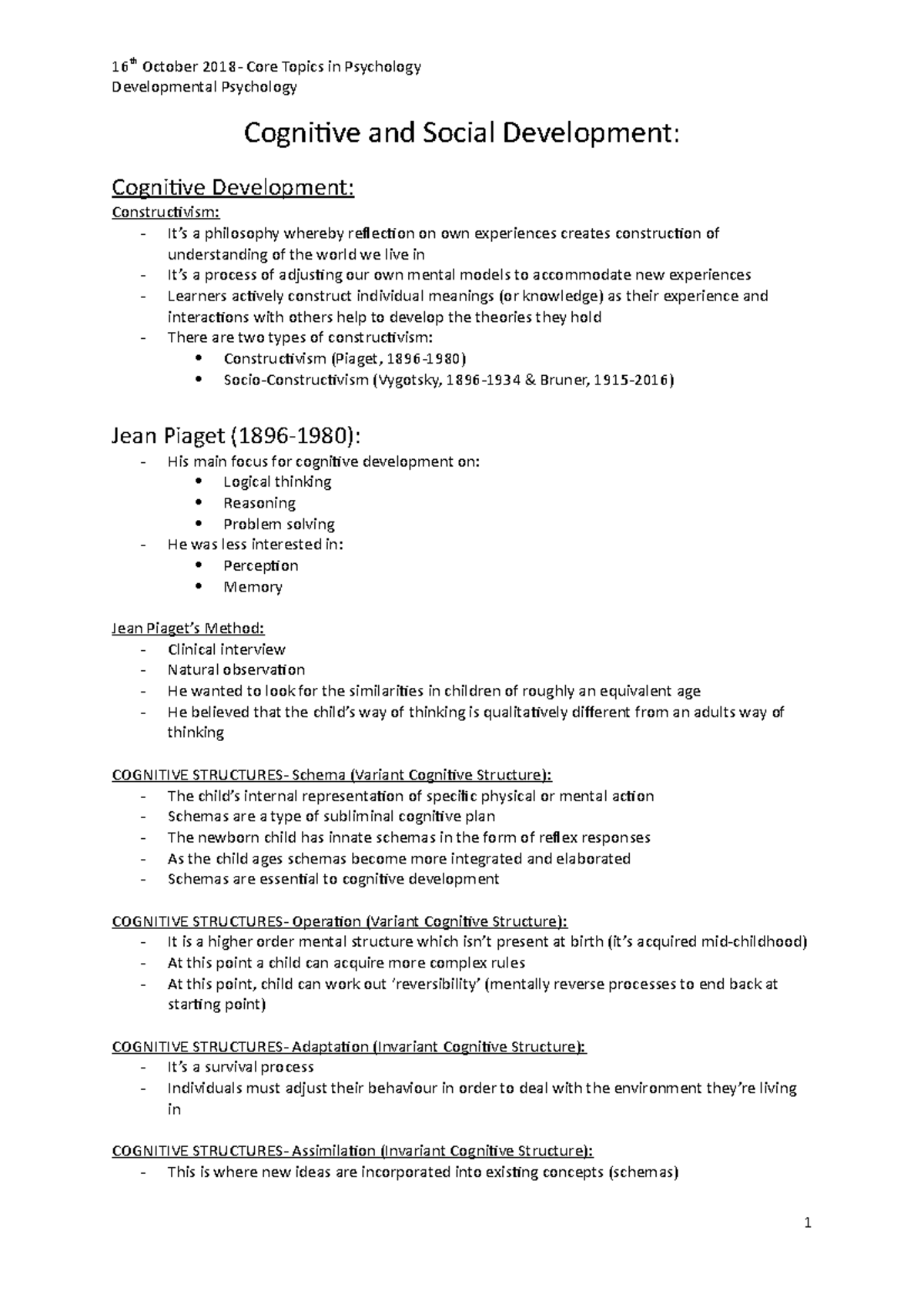 Cognitive and Social Development - Developmental Psychology Cognitive ...