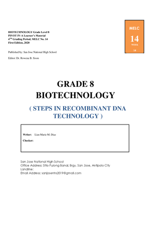 Understanding Biotechnology 2 - UNDERSTANDING BIOTECHNOLOGY ADVANCING ...