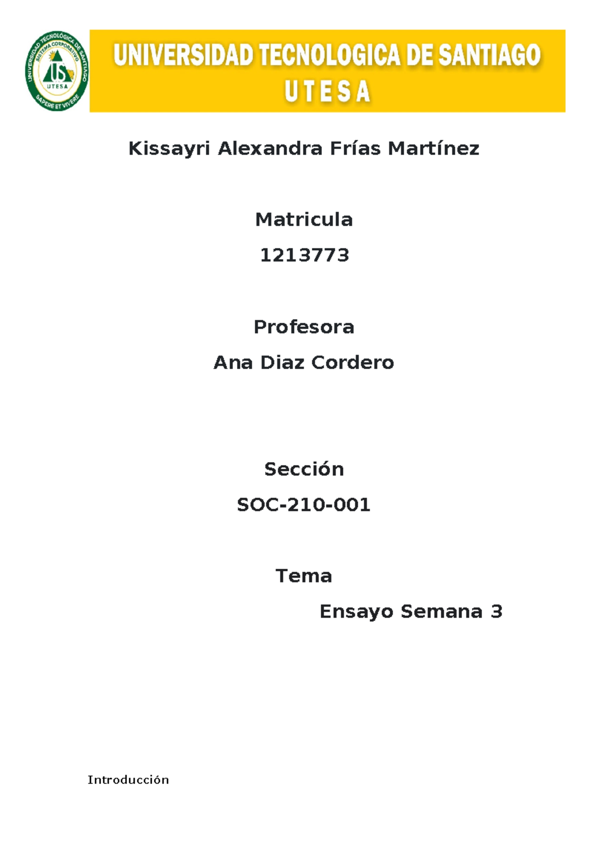 Kissayri Frias Ensayo Semana 3 (Mercadeo II ) - Kissayri Alexandra ...