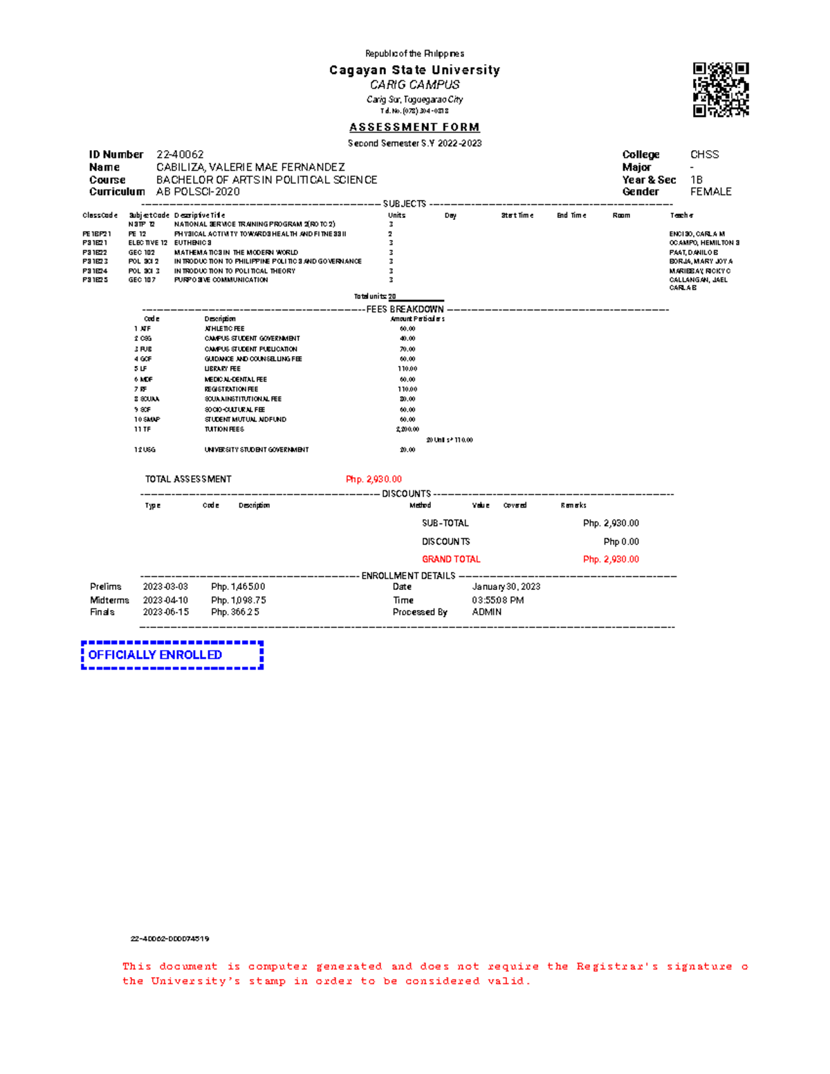 Assessment 2 - Republic of the Philippines Cagayan State University ...