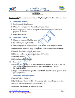 Practice In Class Word2016 W4 - TRUNG TÂM TIN HỌC ĐẠI HỌC TÔN ĐỨC THẮNG PRACTICE WEEK 4 - Studocu