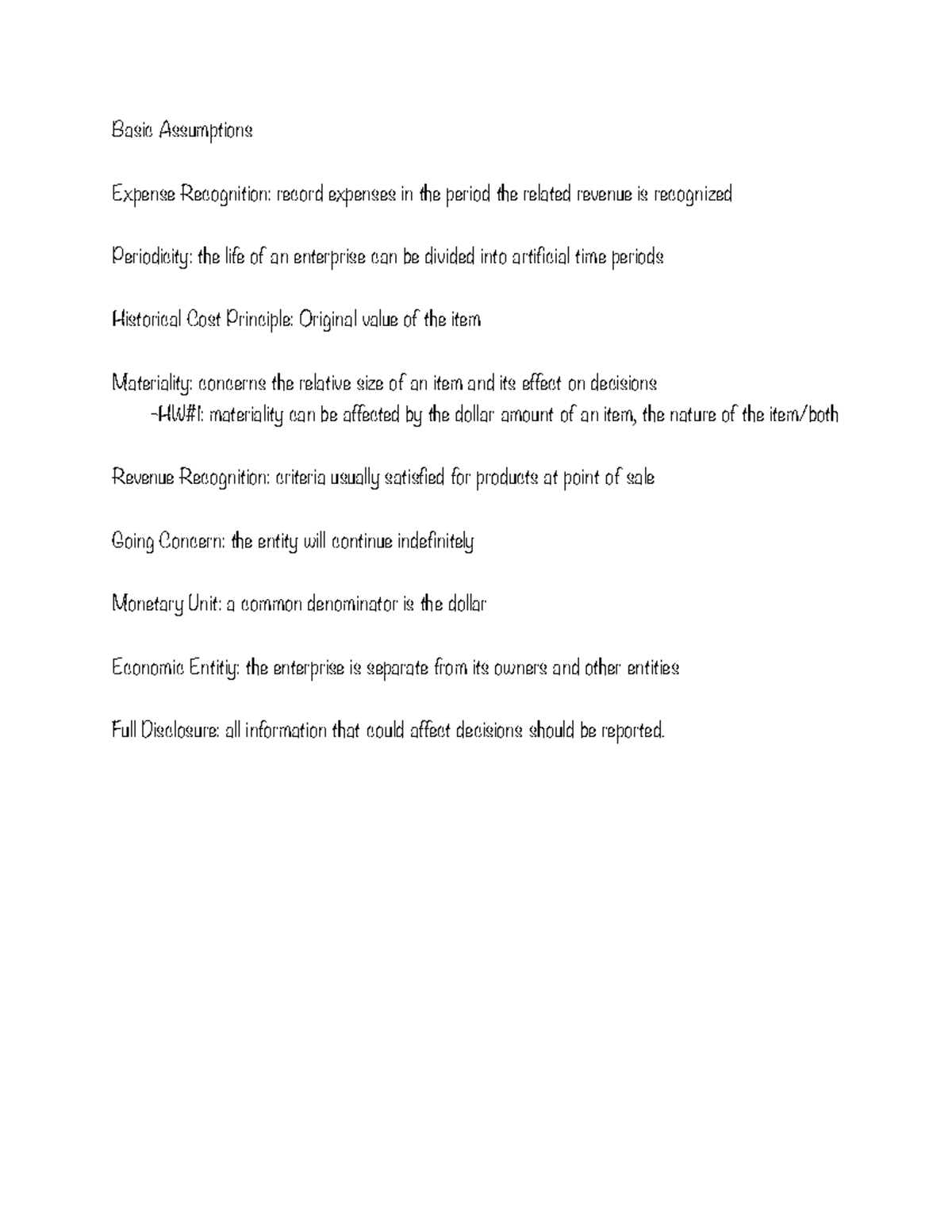 Basic Assumptions - Basic Assumptions Expense Recognition: record ...