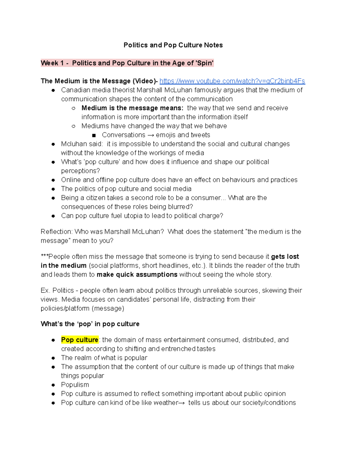 Politics & Pop Culture Notes Everything you Need - Politics and Pop ...
