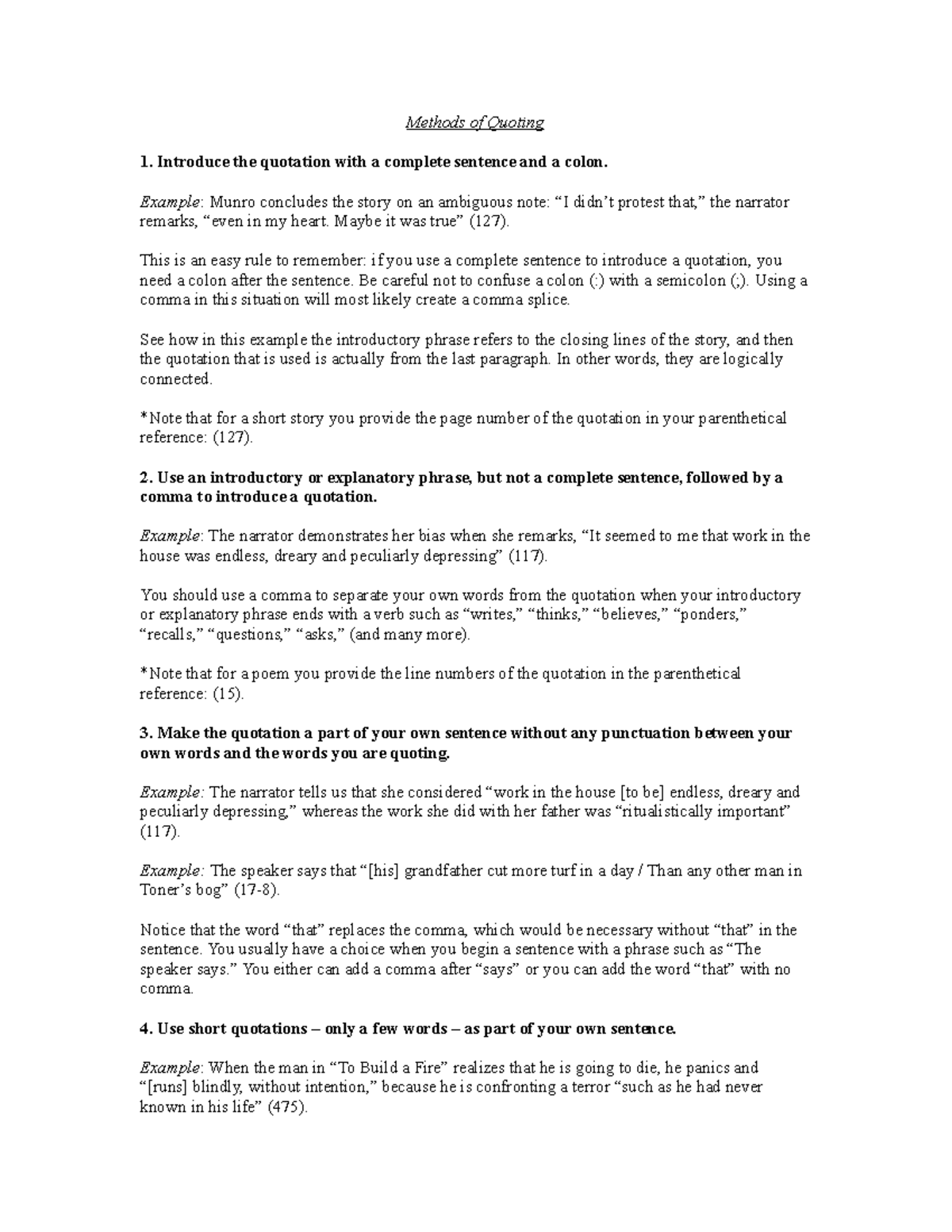 Methods of Quoting - Lecture notes How to quote properly - Methods of ...