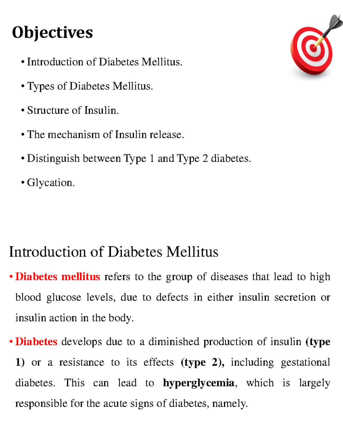 Diabetes mellitus - Clinical Biochemistry - Objectives Introduction of ...