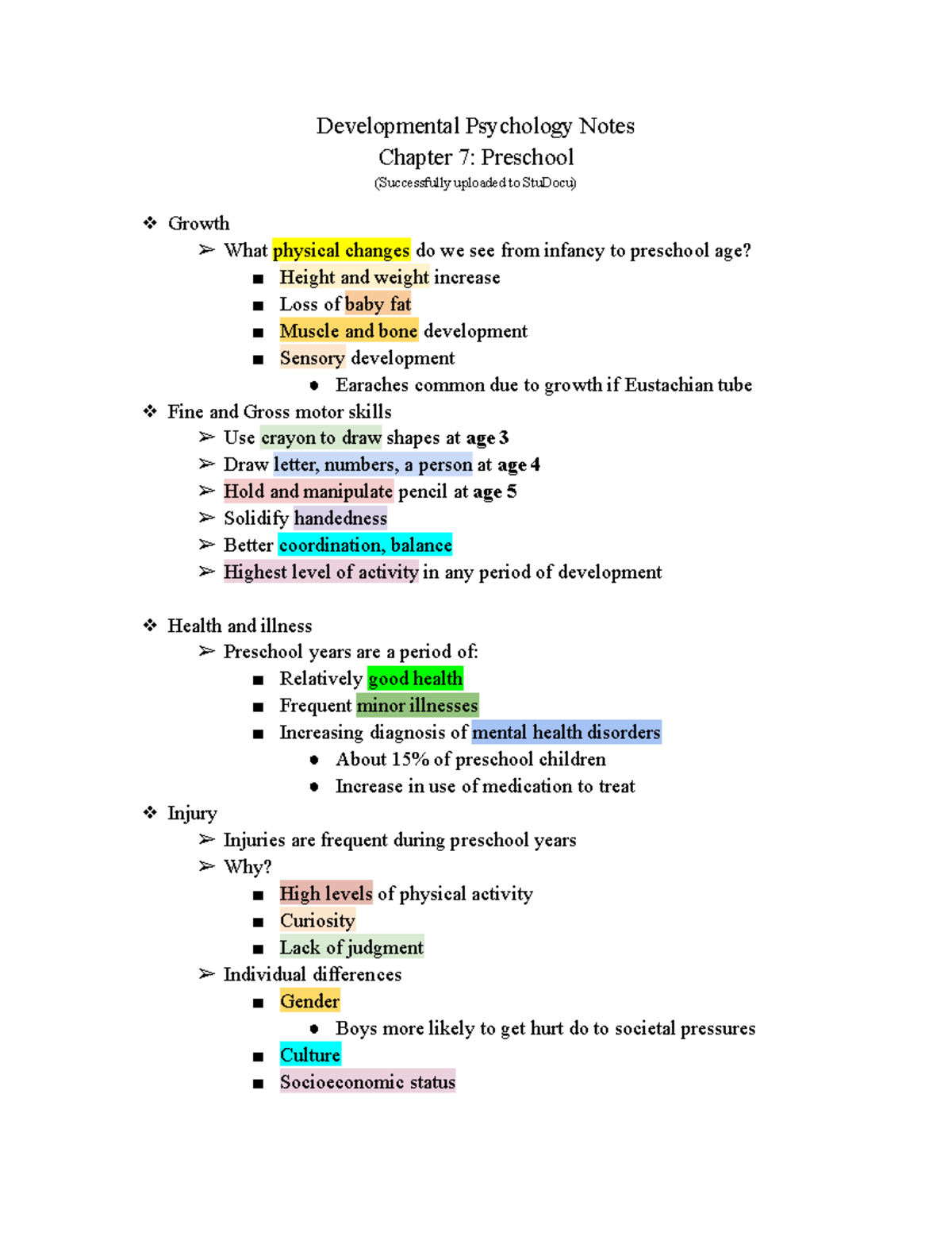 Developmental Psychology Notes: Preschool - Developmental Psychology ...