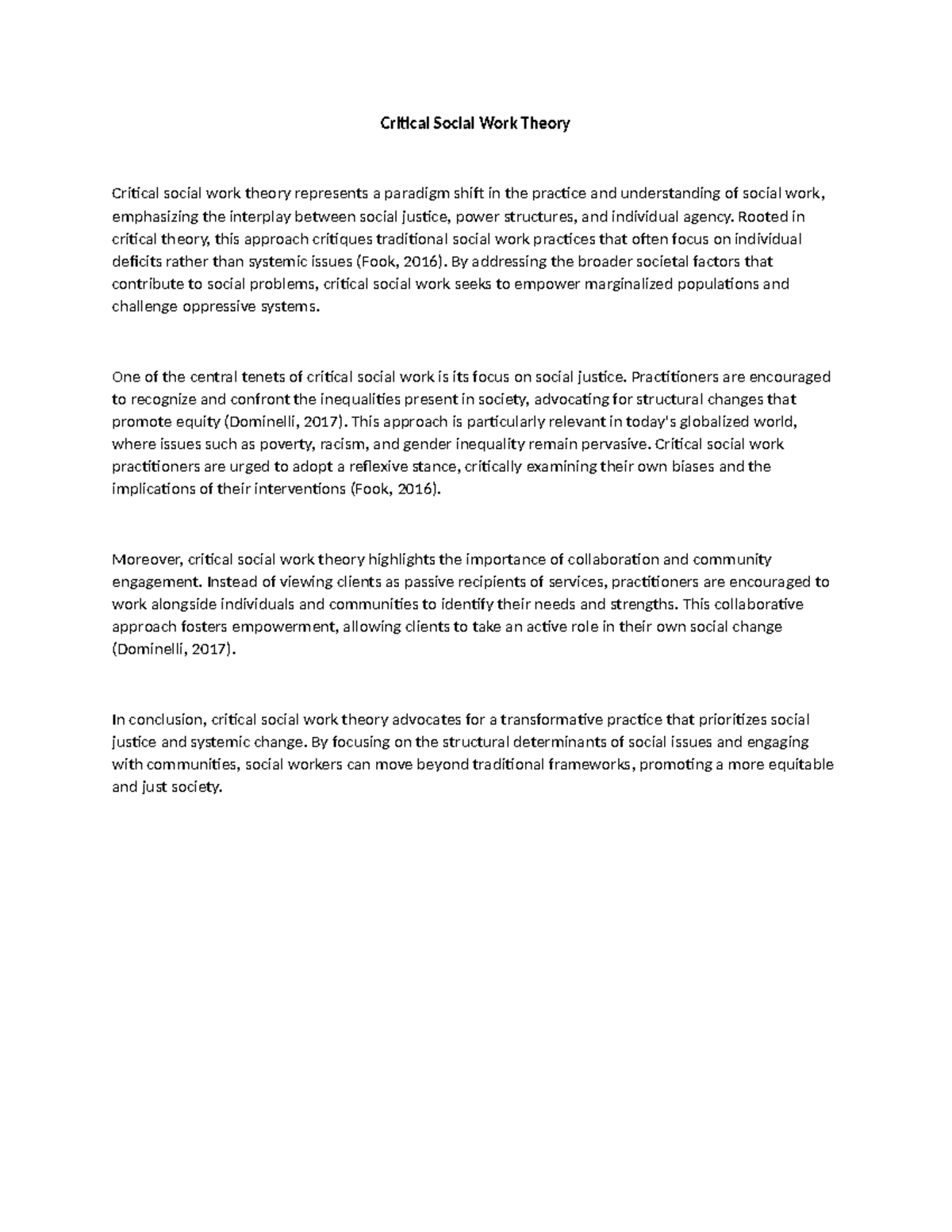 Critical Theory - Essays - Critical Social Work Theory Critical social ...