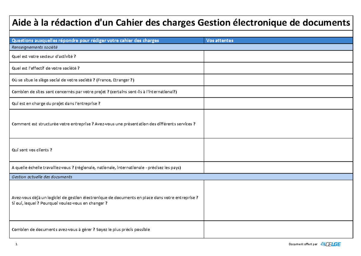 CDC-GED-cahier de charges - Aide à la rédaction d'un Cahier des charges ...