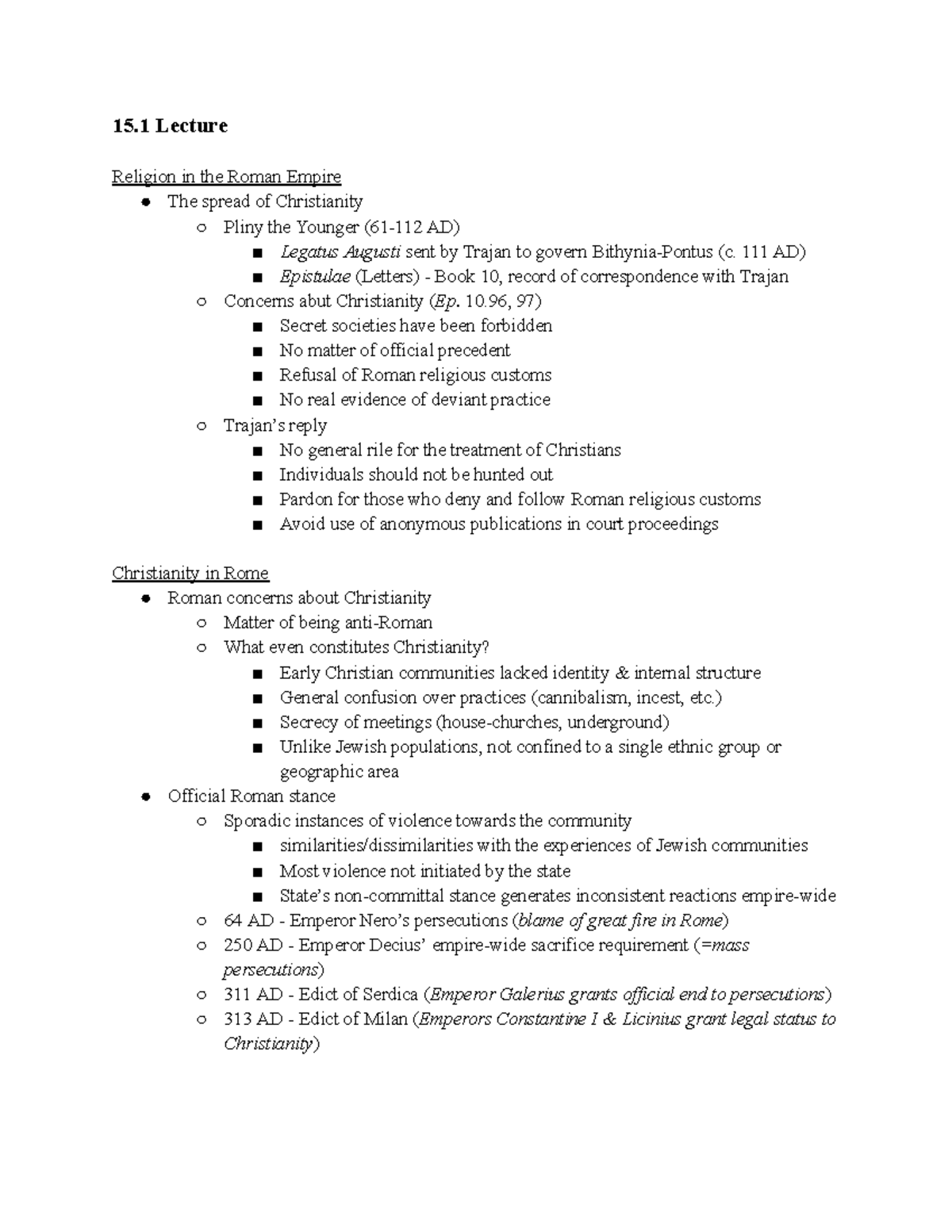 CLAS 105 - 15.1 Lecture (1) - 15 Lecture Religion in the Roman Empire ...