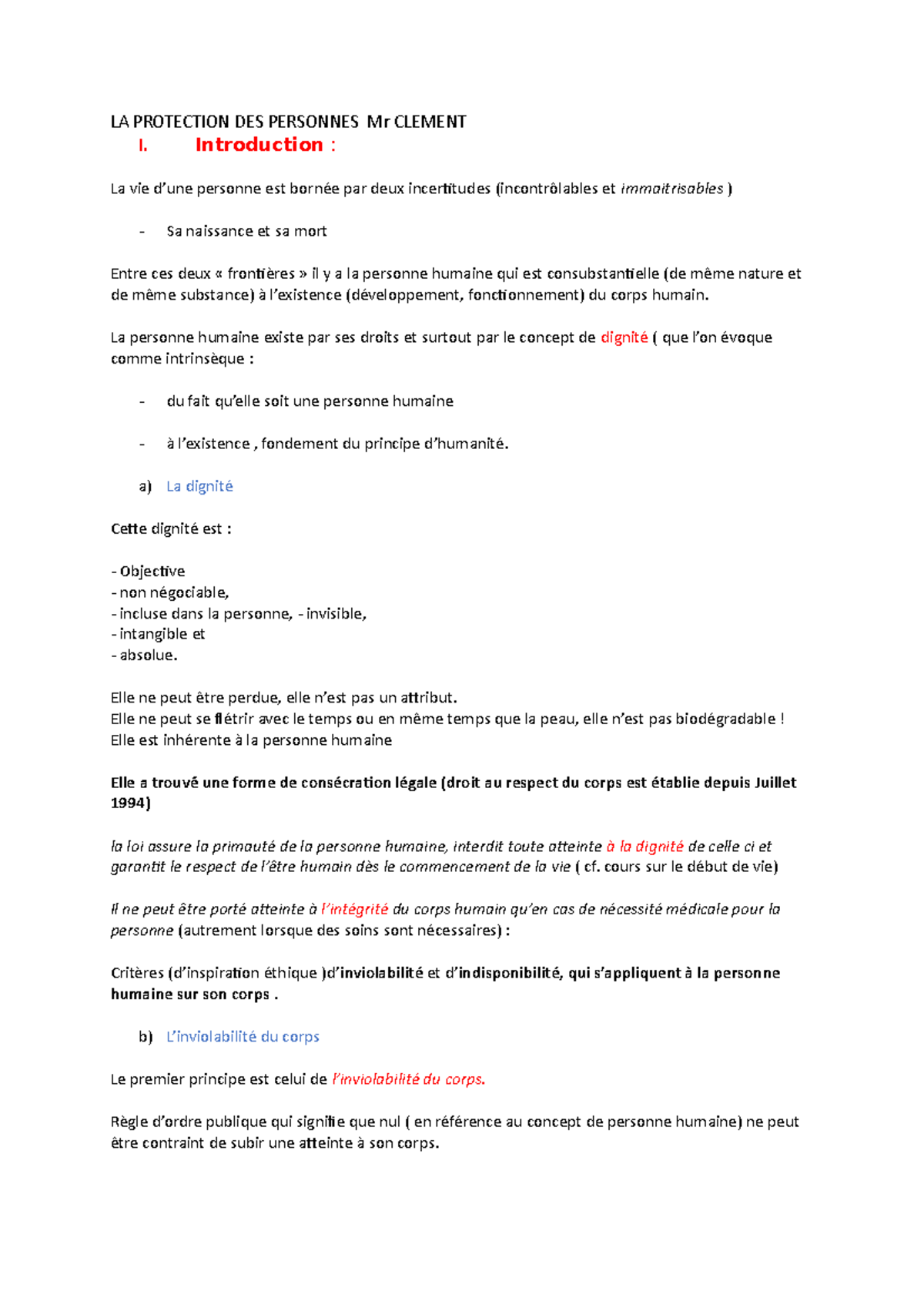 LA Protection DES Personnes Mr Clement - LA PROTECTION DES PERSONNES Mr ...