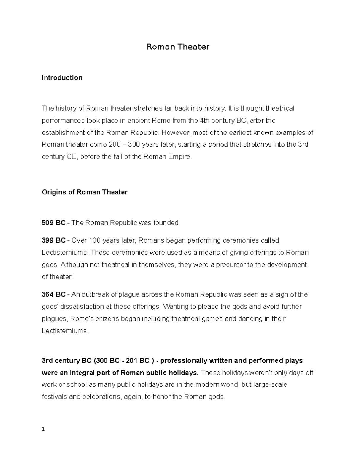 Roman Theater-Group 2 - Roman Theater Introduction The history of Roman ...