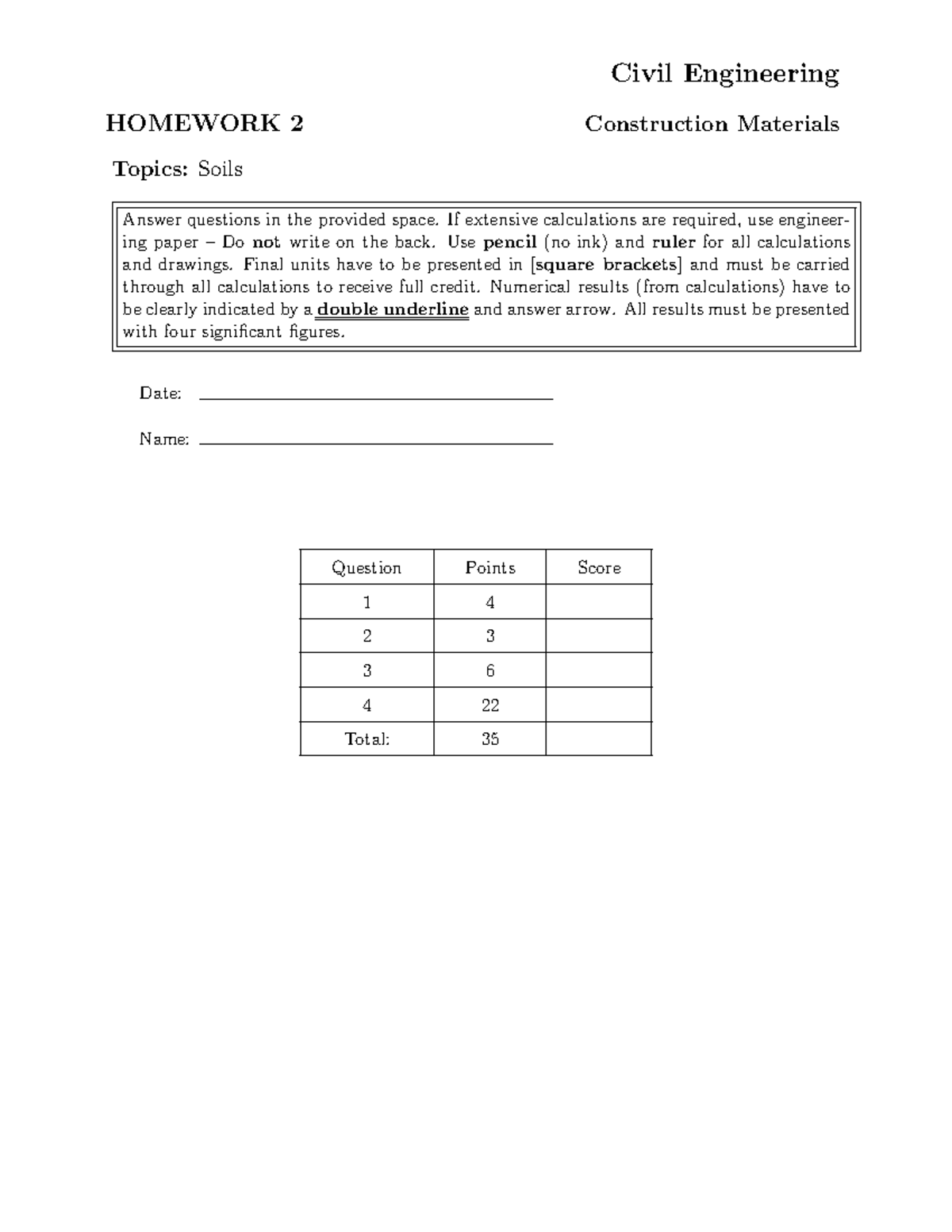 Homework 2Soils - Civil Engineering HOMEWORK 2 Construction Materials ...