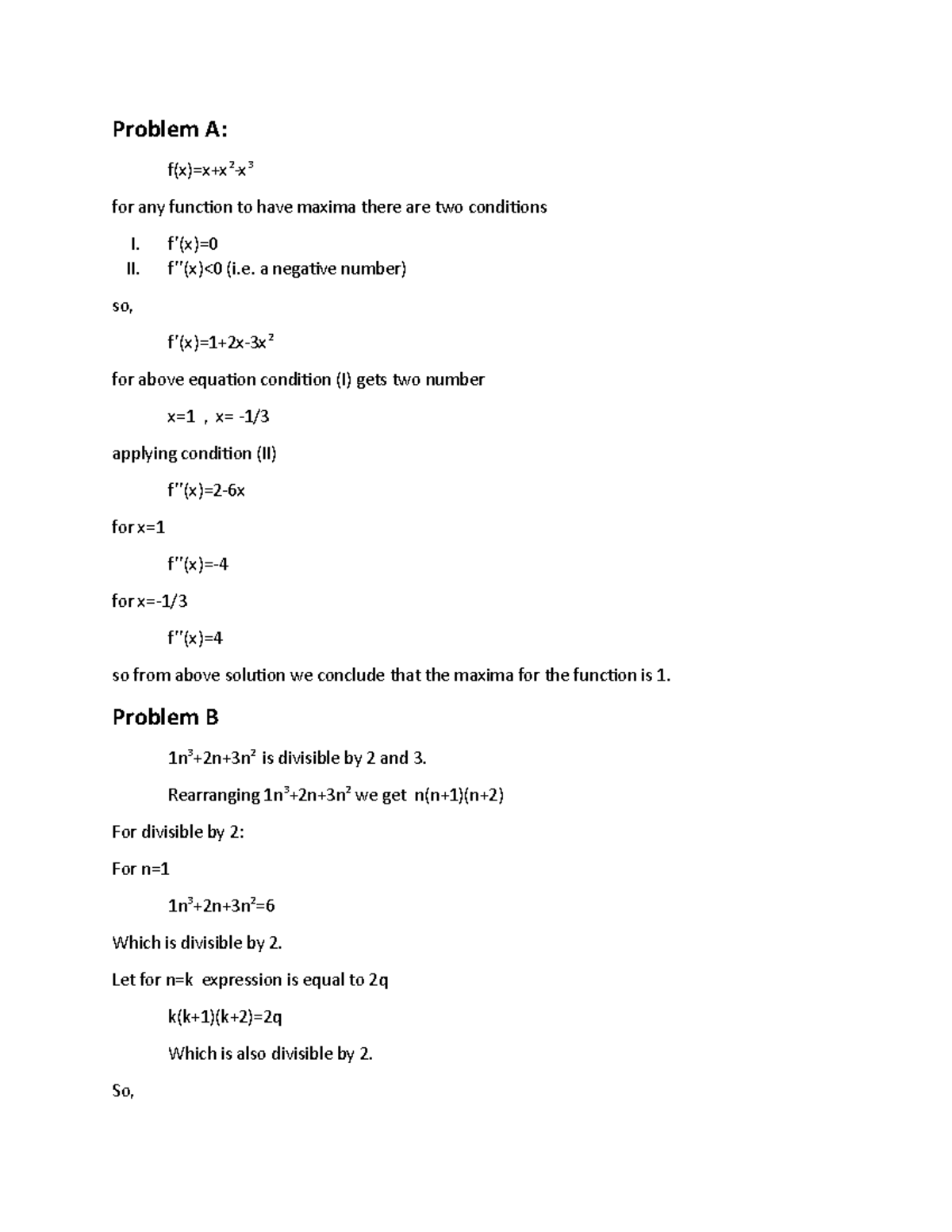 IYMC - solution - Problem A: f(x)=x+x 2 -x 3 for any function to have ...