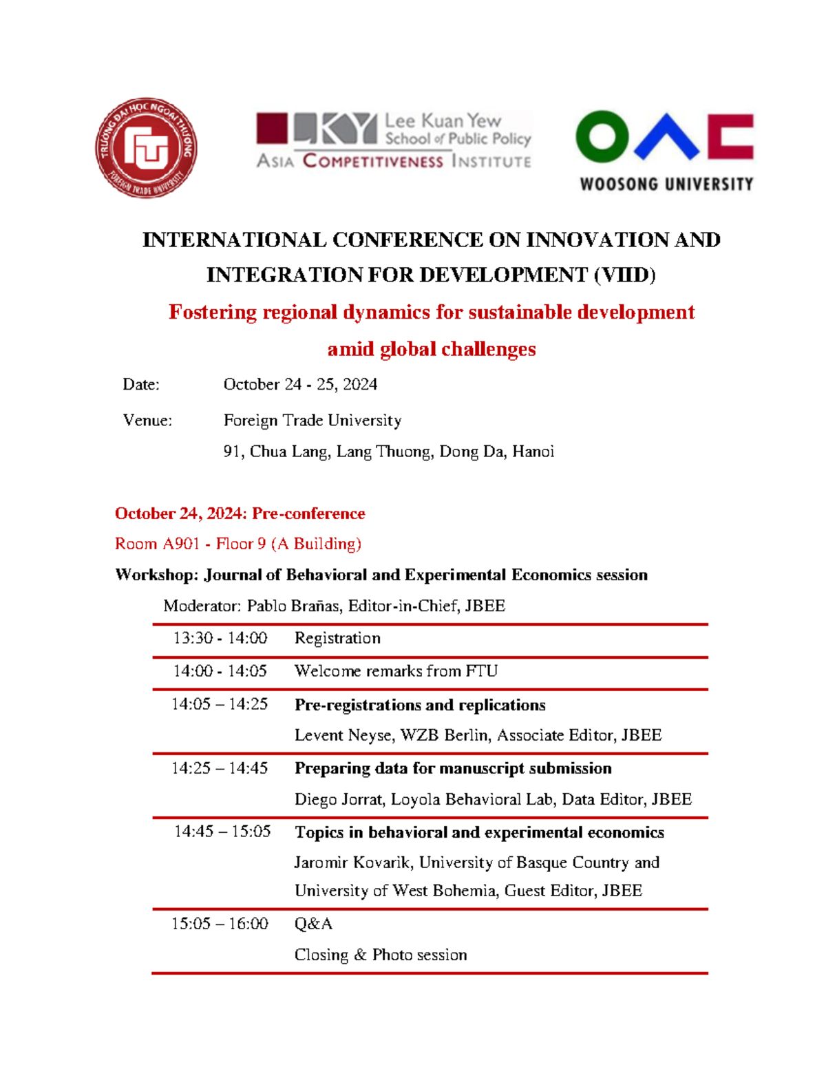 Program VIID 2024 25 Oct - INTERNATIONAL CONFERENCE ON INNOVATION AND ...