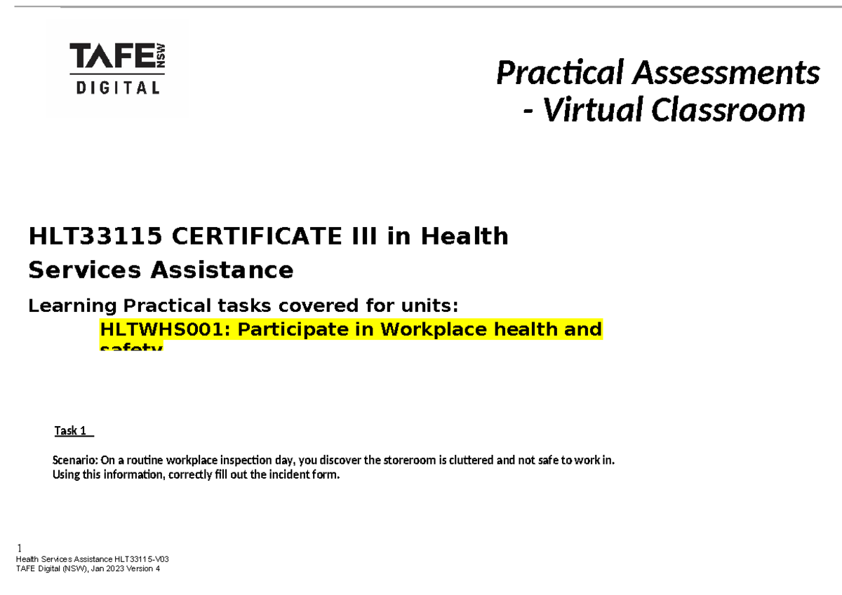 CERT-3 HSA VC LP Logbook 2- Hltwhs 001-LP JAN23 - Practical Assessments ...