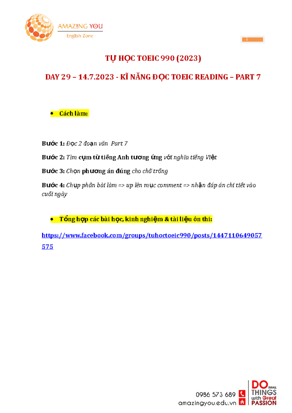 TỰ HỌC Toeic 990 - Day 29 - 14.7 - Toeic Reading Part 7 - T Ự H ỌC TOEIC 990 (2023) DAY 29 – 14. ...