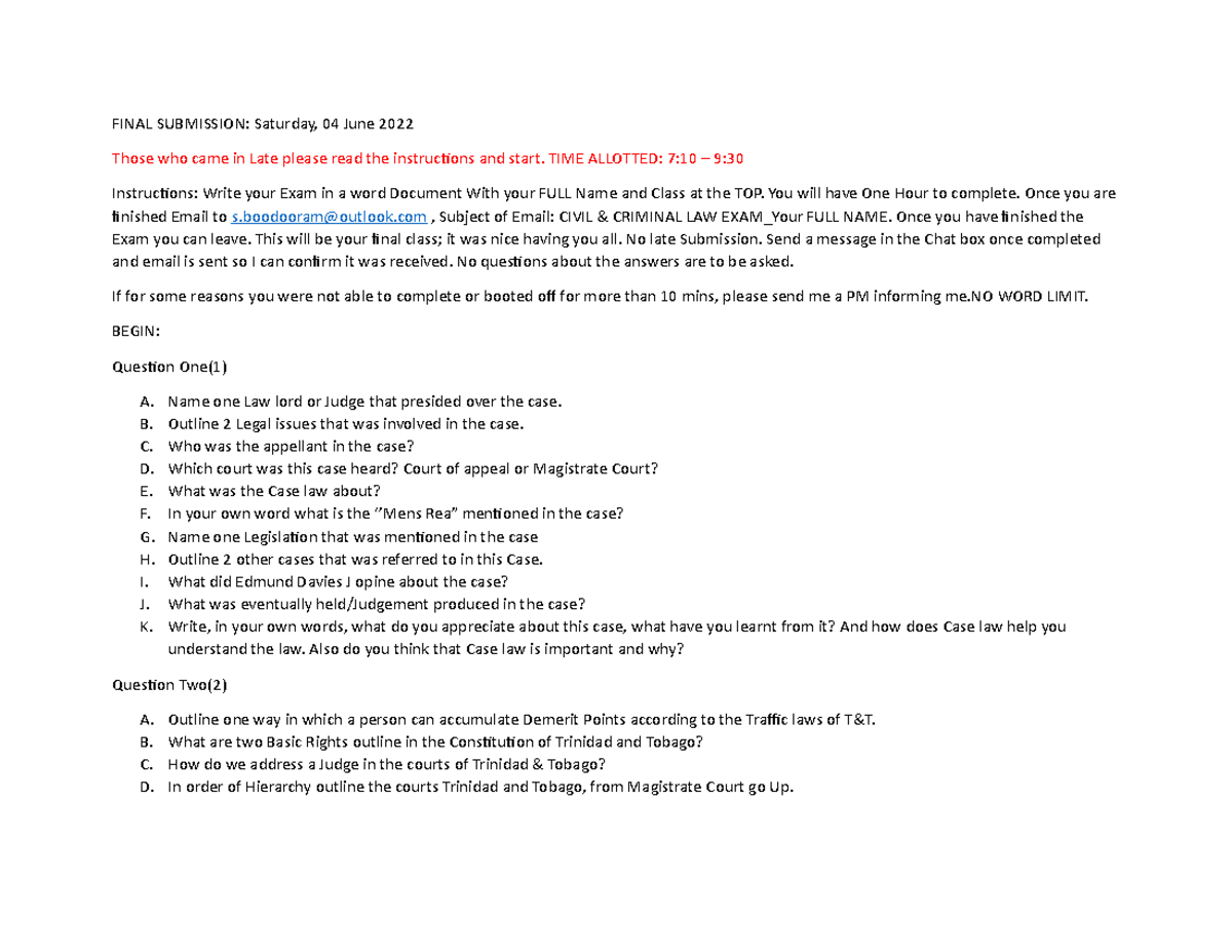 Final Submission - FINAL SUBMISSION: Saturday, 04 June 2022 Those who ...