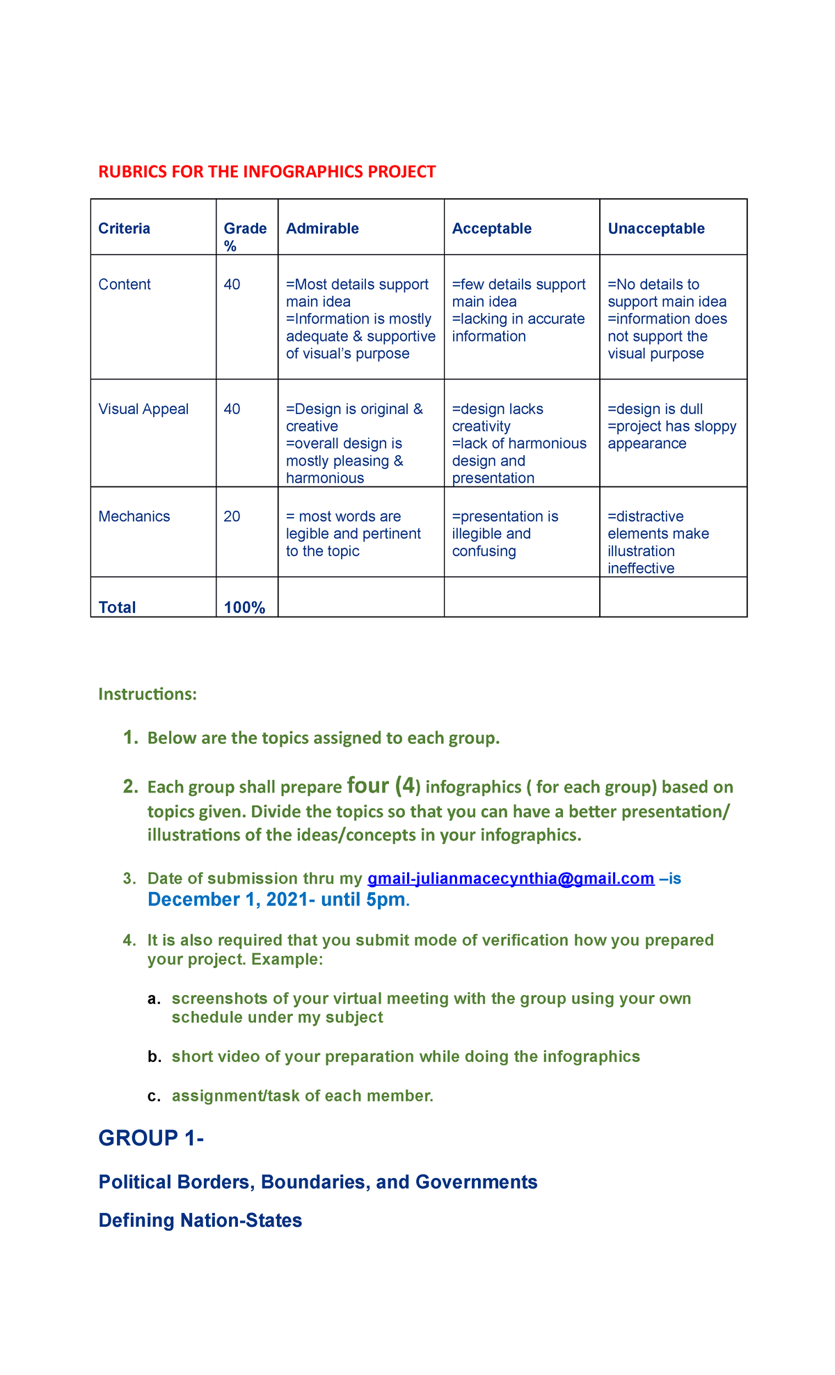FIRST YEAR - HUMAN GEOGRAPHY: Project & Handouts in Politcal Borders ...