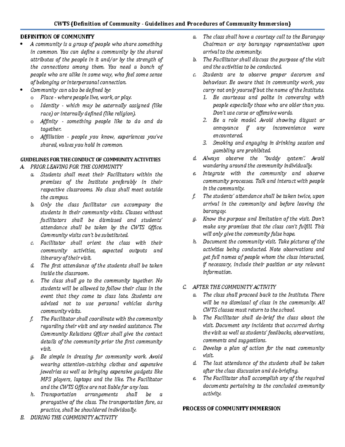 CWTS For Accountancy Students CWTS Definition Of Community cwts-for-accountancy-students-cwts-definition-of-community