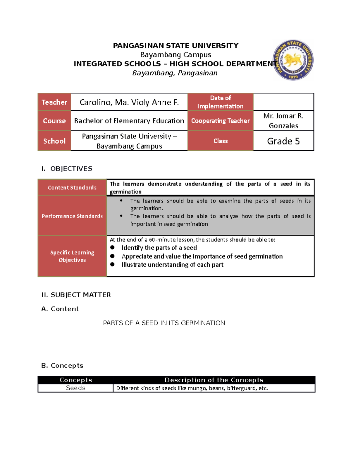 5E LP IN Science - Good - PANGASINAN STATE UNIVERSITY Bayambang Campus ...