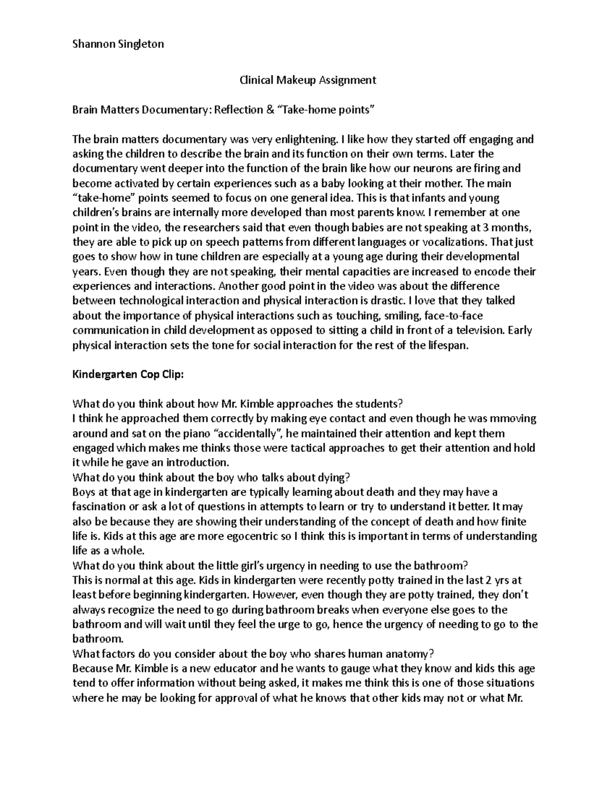 Clinical Makeup Assignment - Shannon Singleton Clinical Makeup ...