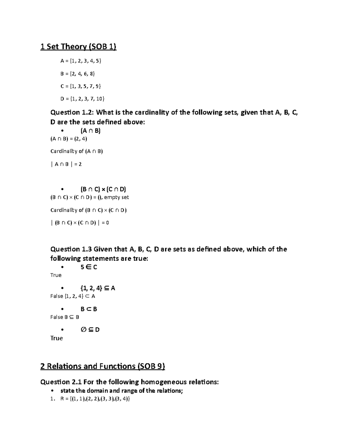 Set Theory Relations Functions Regular Expressions Propositional Logic Predicate - Studocu