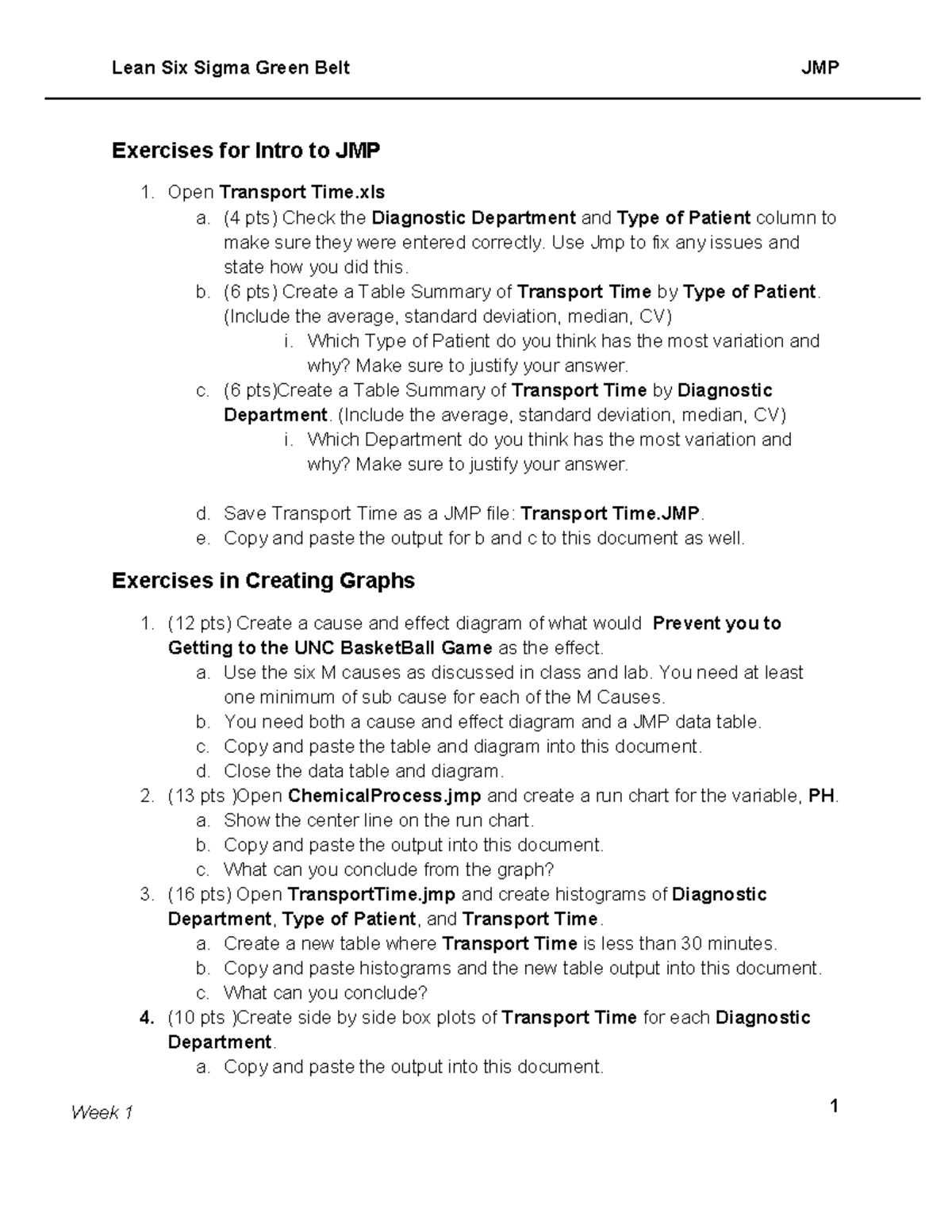 HW12023 - Lean Six Sigma Practice - Lean Six Sigma Green Belt JMP Week ...