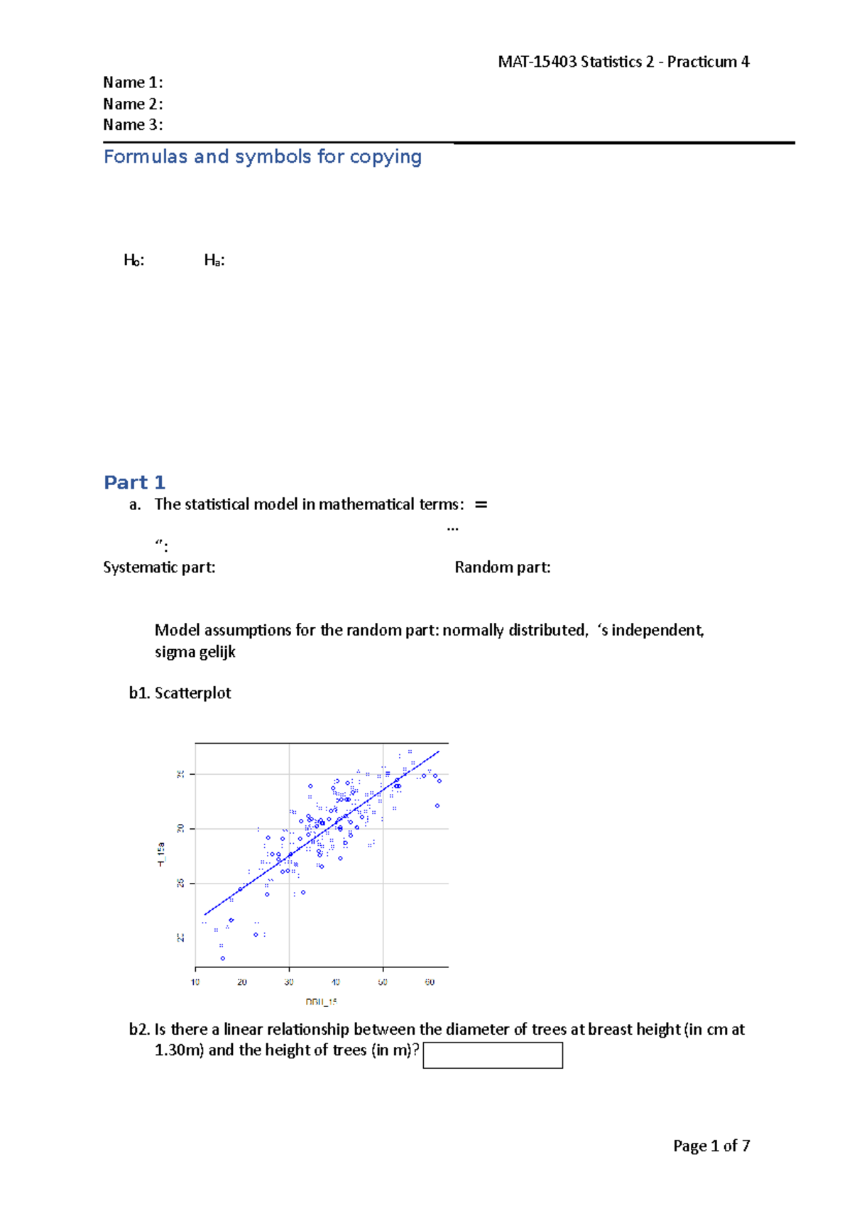 Form practicum 4 - Name 1: Name 2: Name 3: Formulas and symbols for ...