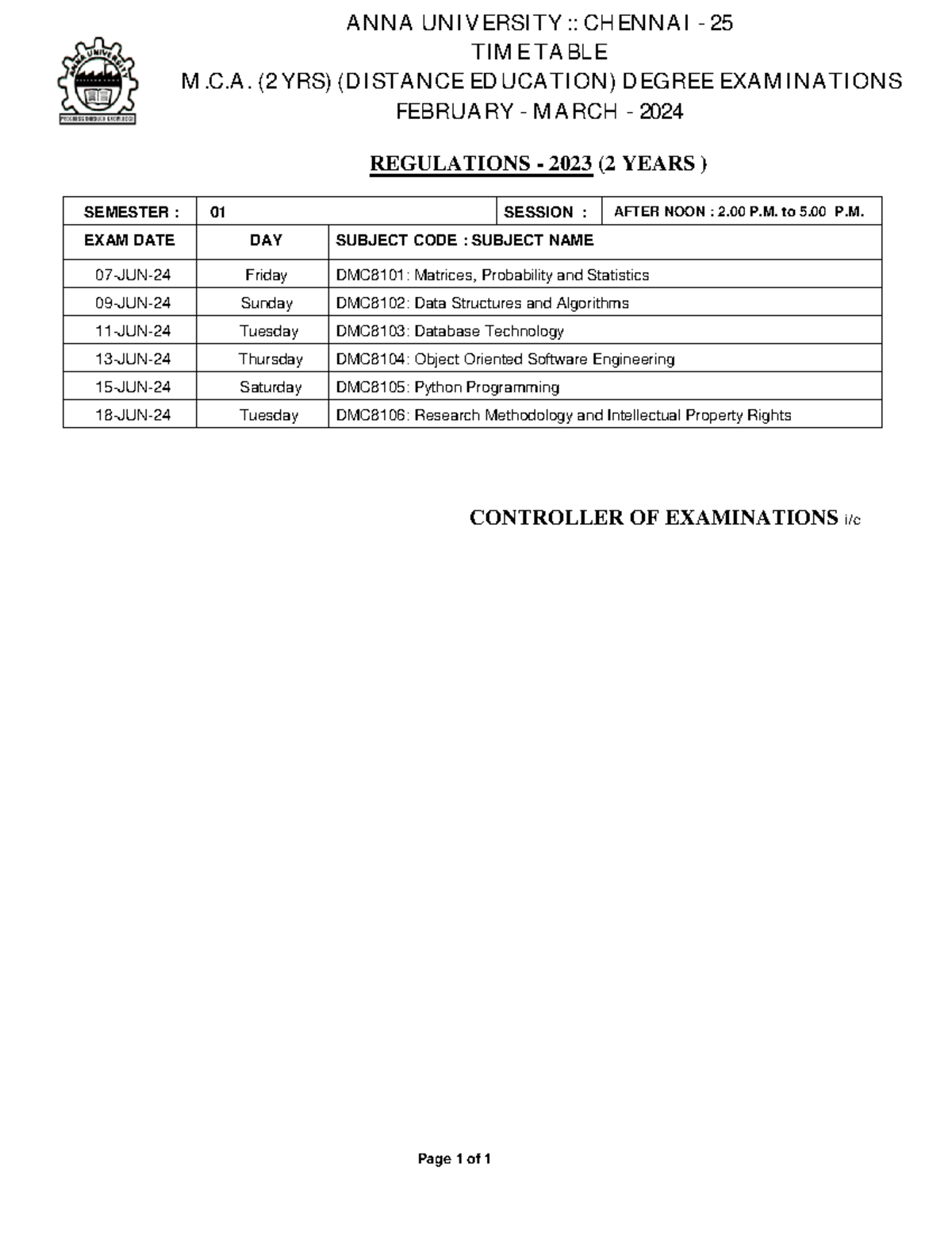 Chennai MCA 23 2 YRS - Old semester question downloading process - ANNA ...