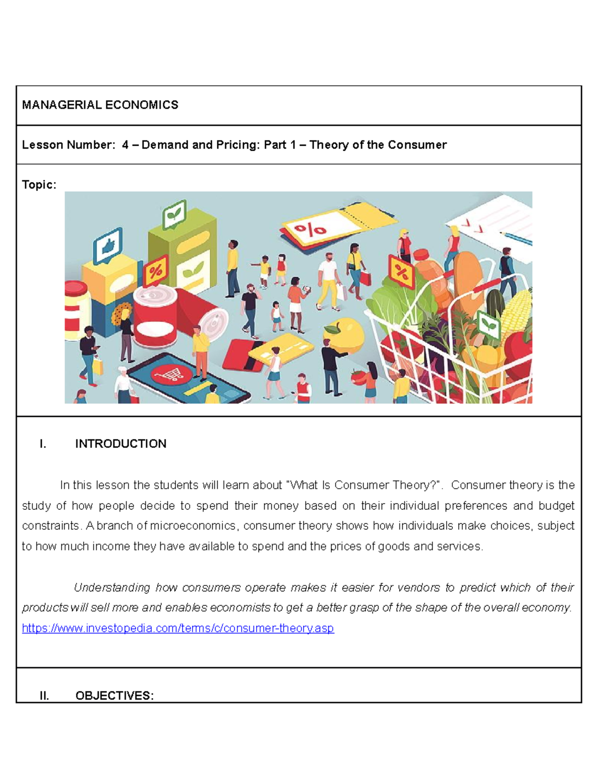L-4 - Managerial Economics - MANAGERIAL ECONOMICS Lesson Number: 4 ...