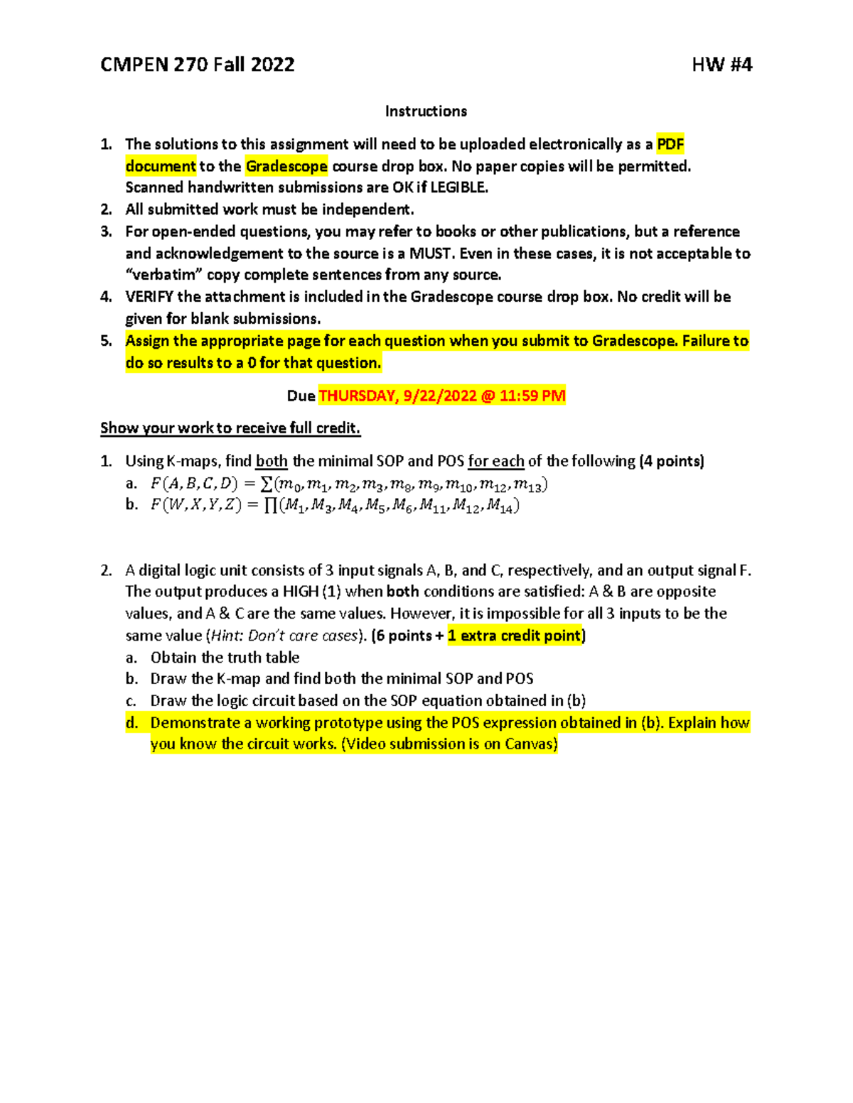 HW #4 - assignments - CMPEN 270 Fall 2022 HW Instructions The solutions ...