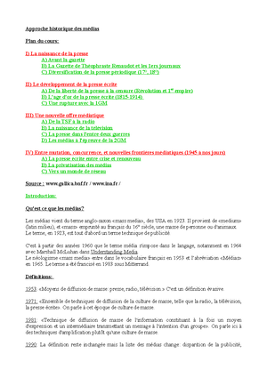 Cours Magistral Histoire de la communication - Histoire de la ...