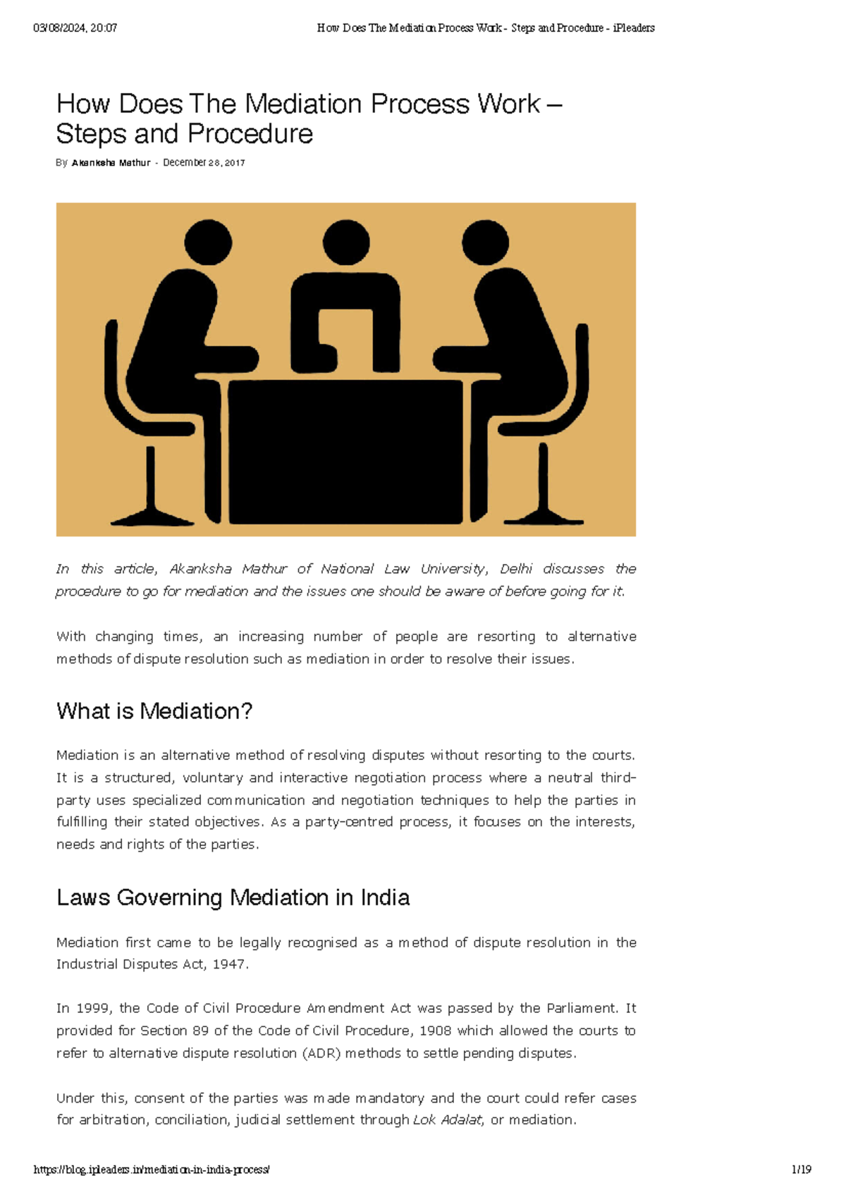 How Does The Mediation Process Work - Steps and Procedure - i Pleaders ...
