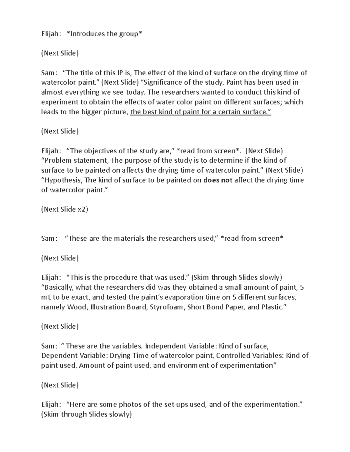 77538390 Ip Oral Defense Script Copy - Elijah: Introduces the group ...