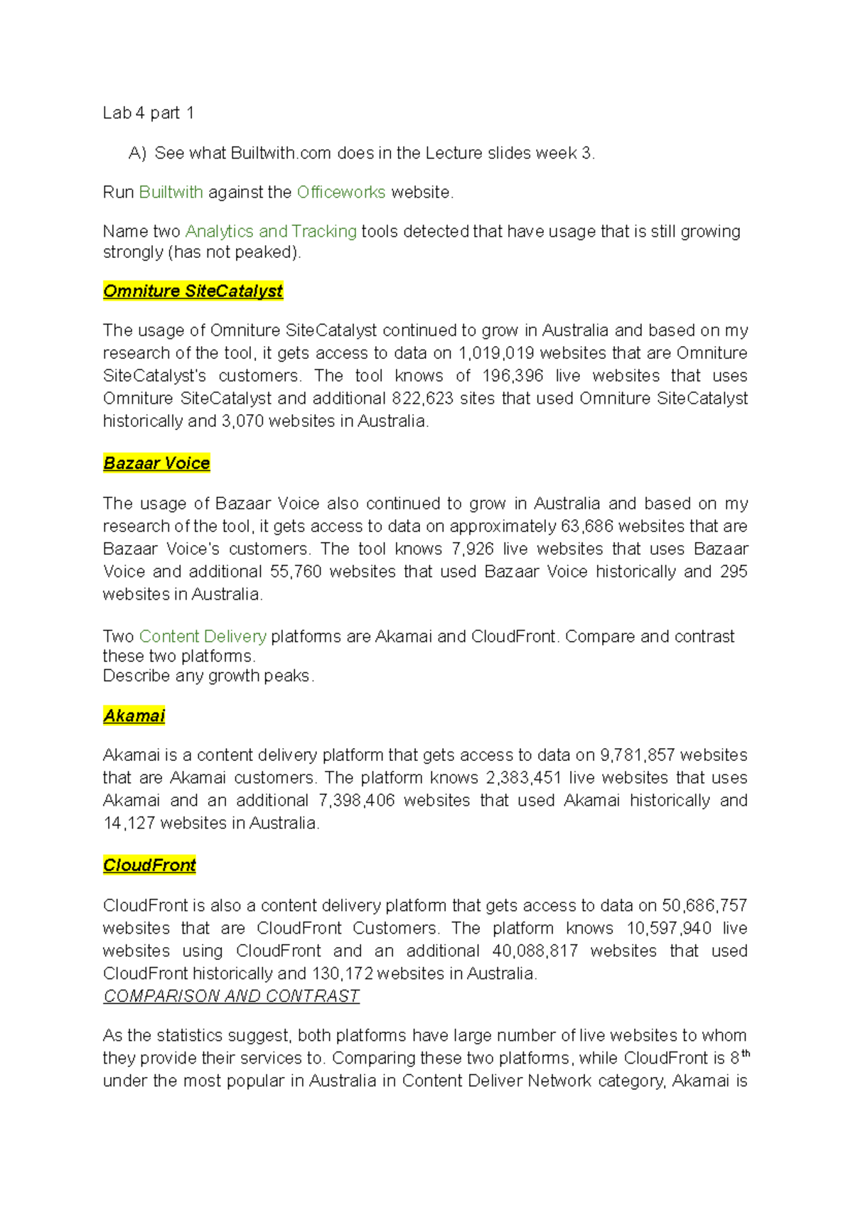 Lab 4 part 1 - lab note - Lab 4 part 1 A) See what Builtwith does in the Lecture slides week 3 ...