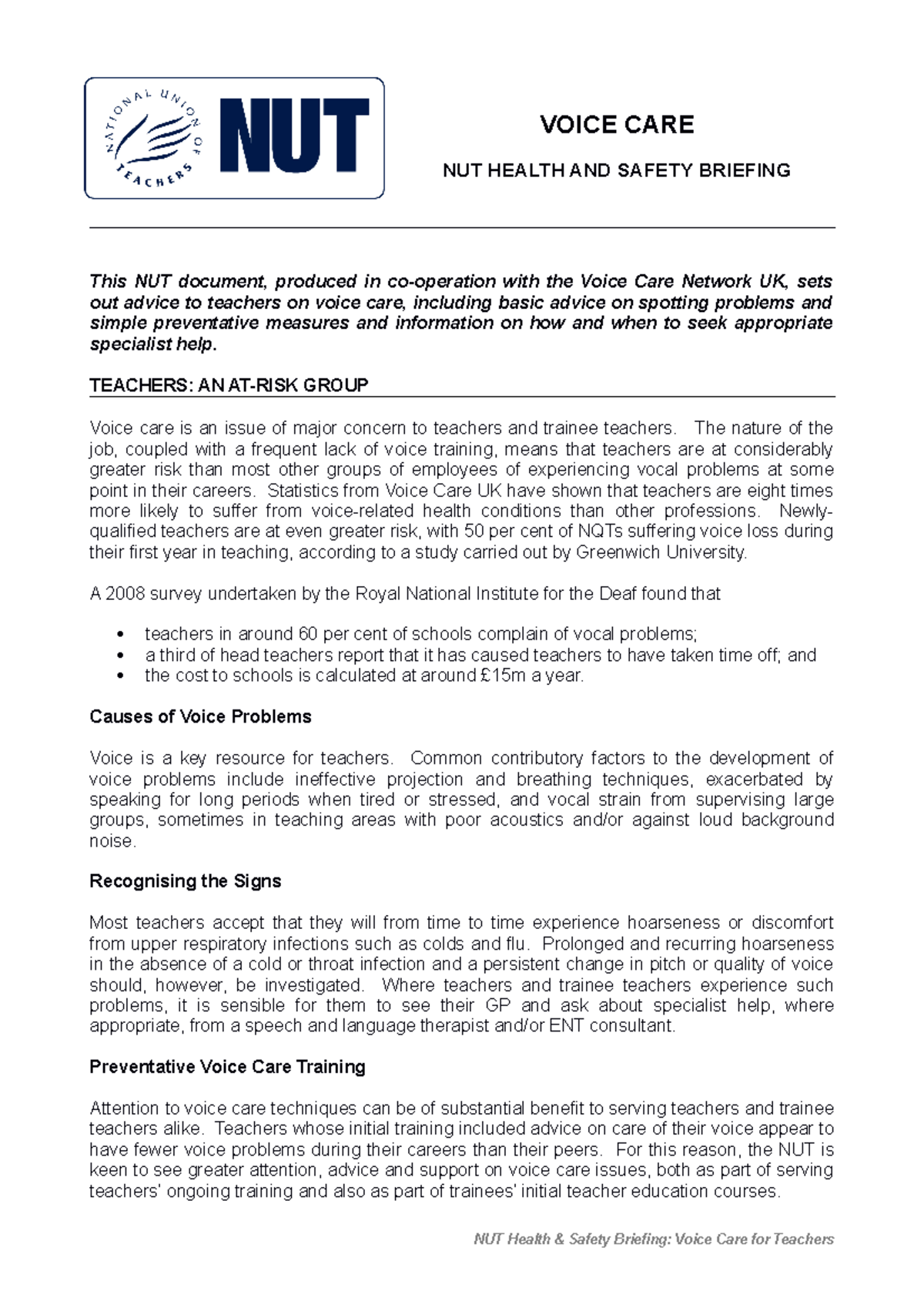 Voice-care 0 - ................................. - VOICE CARE NUT ...