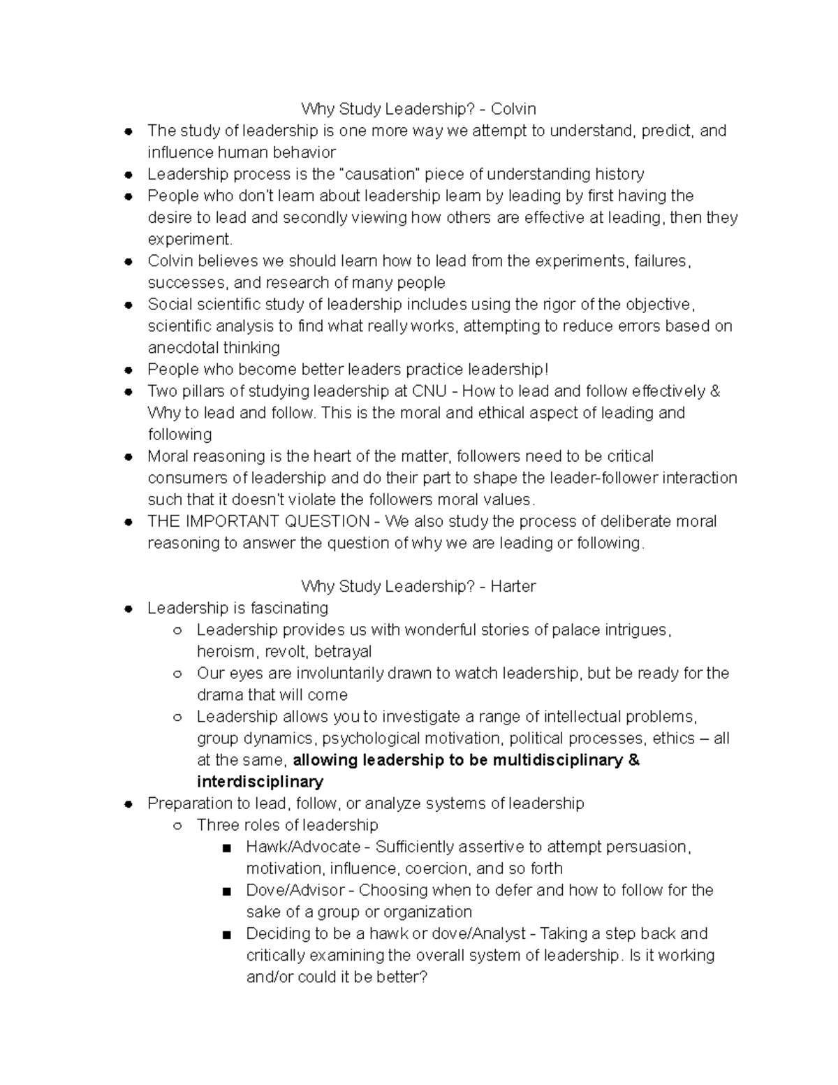 08 23 Reading Notes - homework - Why Study Leadership? - Colvin The ...