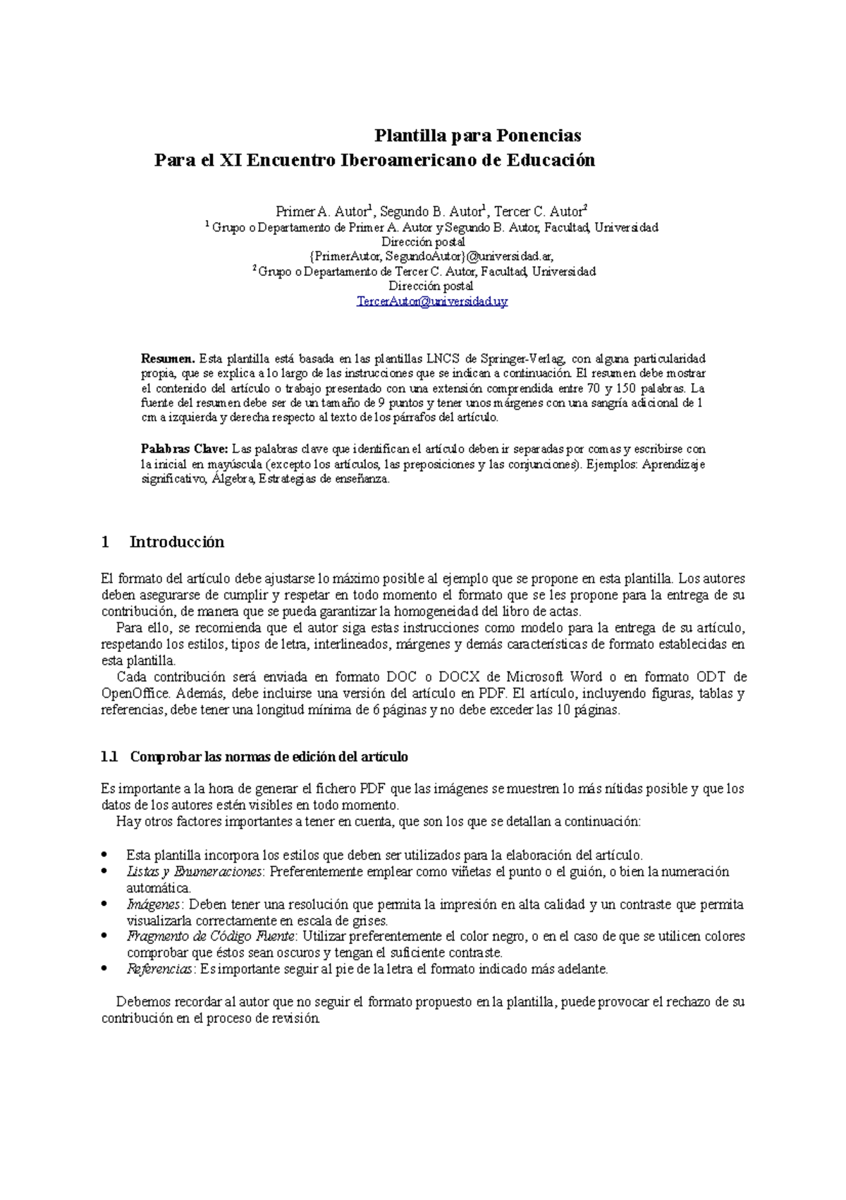 Plantilla-Springer-1 - Plantilla para Ponencias Para el XI Encuentro ...