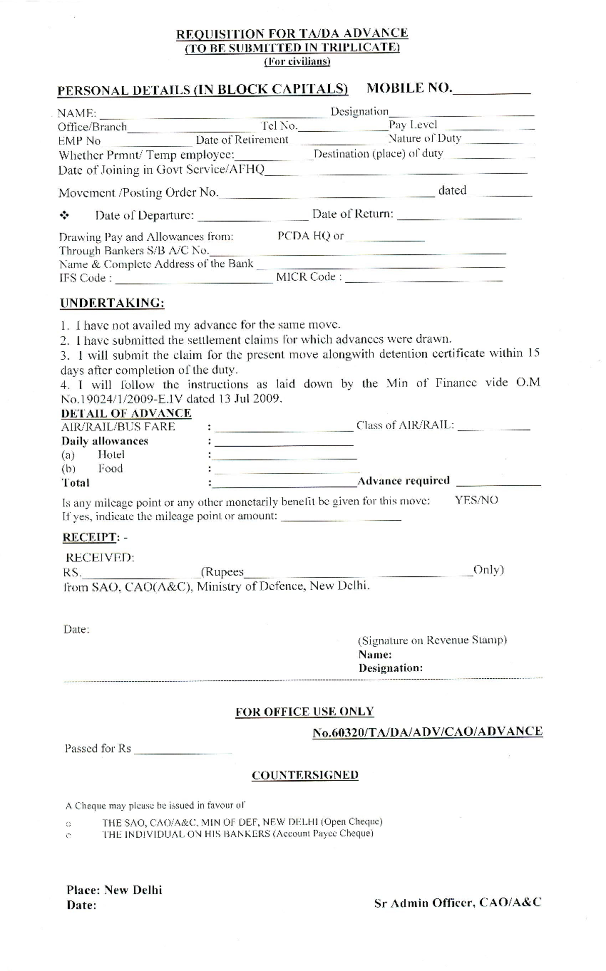 Requisition for TA DA Advance - Computer Organization & Architecture ...